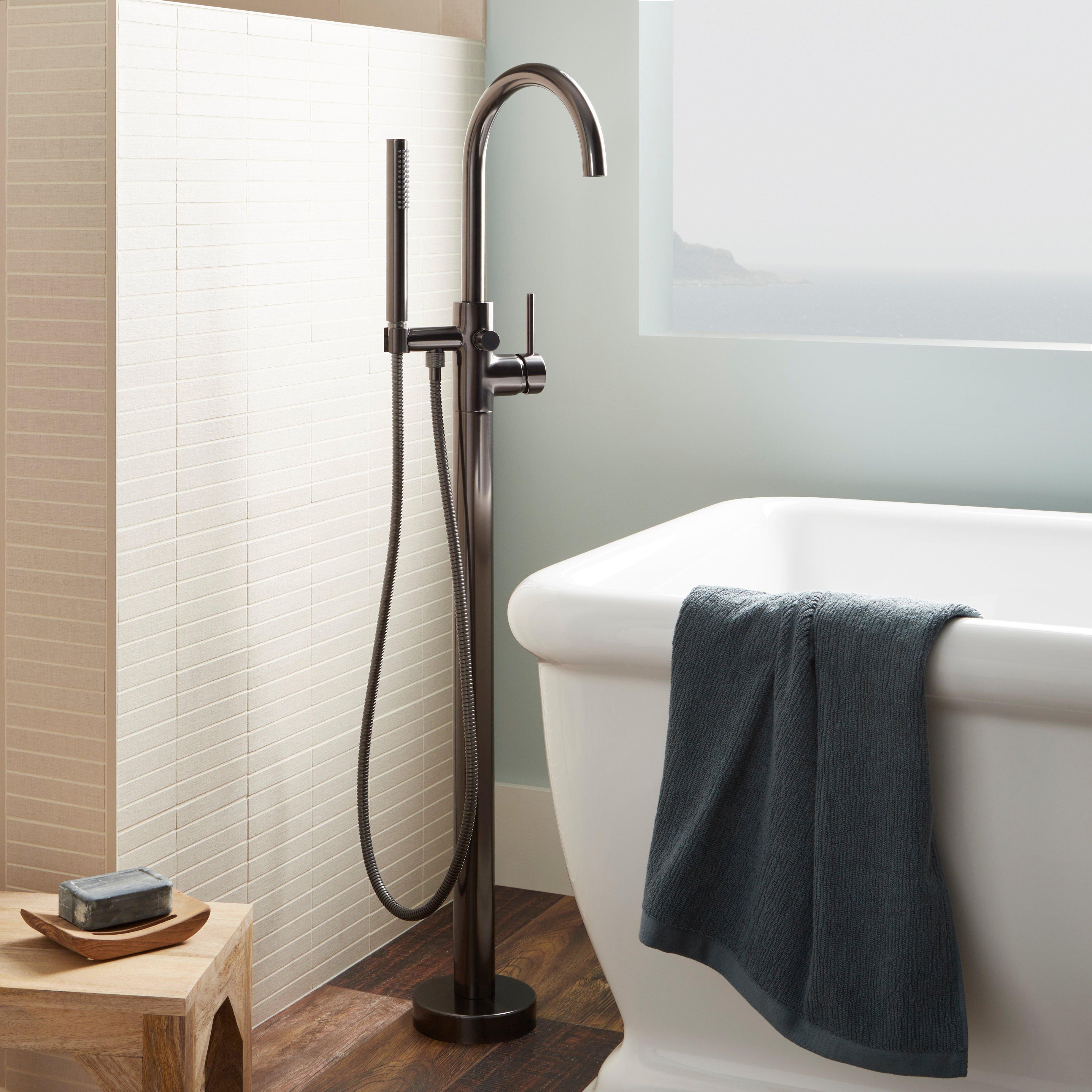Lexia Freestanding Tub Faucet with Hand Shower and Rough-In Valve with ...