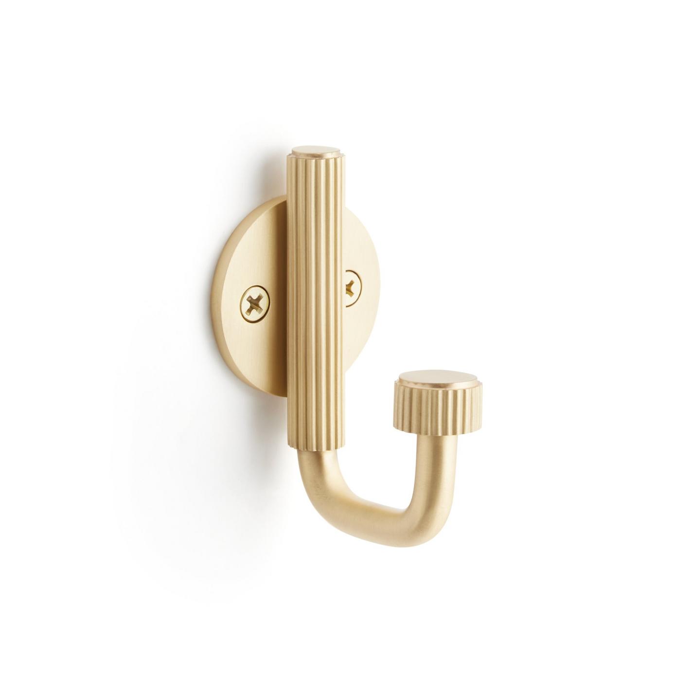 Brixlee Reeded Brass Single Hook Signature Hardware