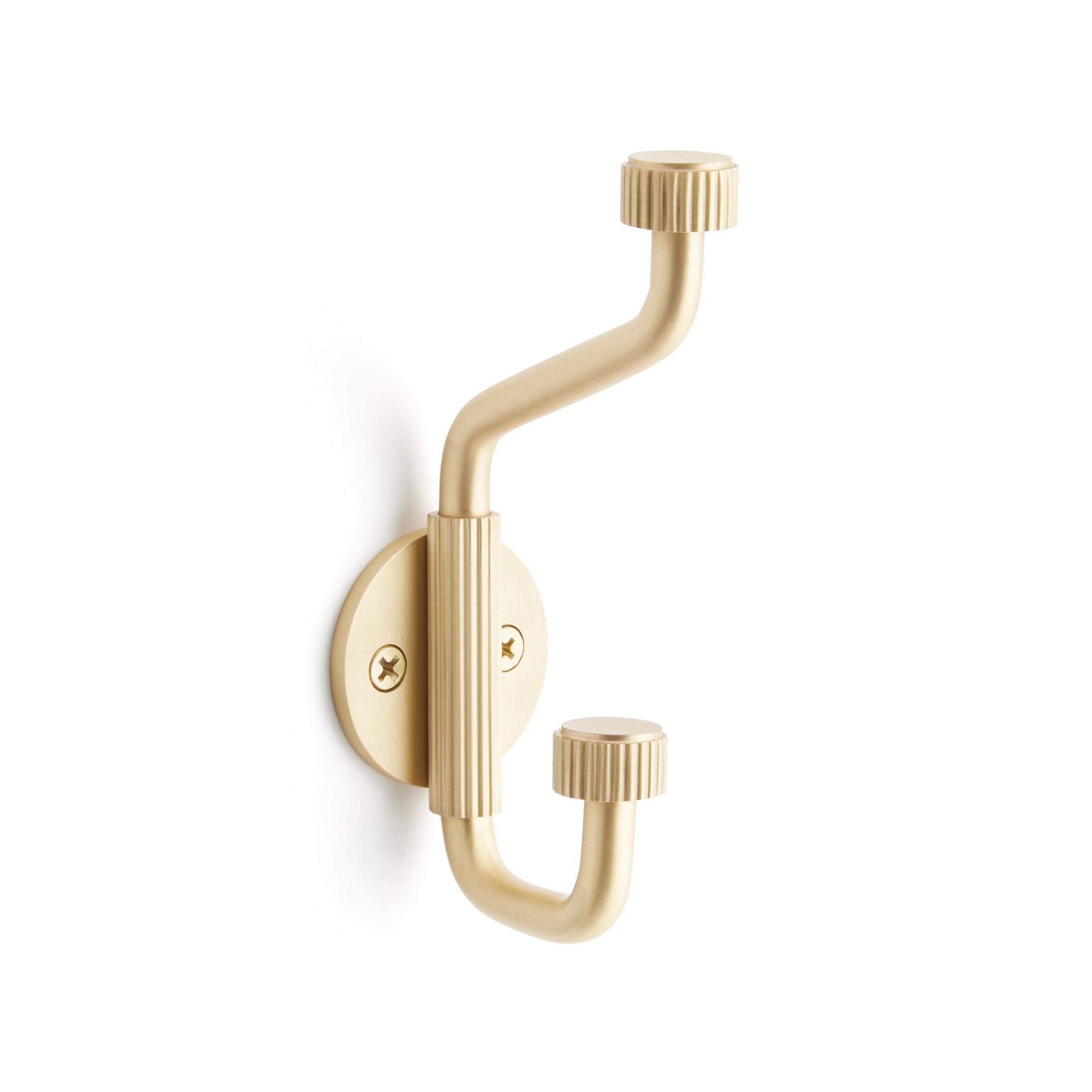 Brixlee Reeded Brass Double Hook | Signature Hardware