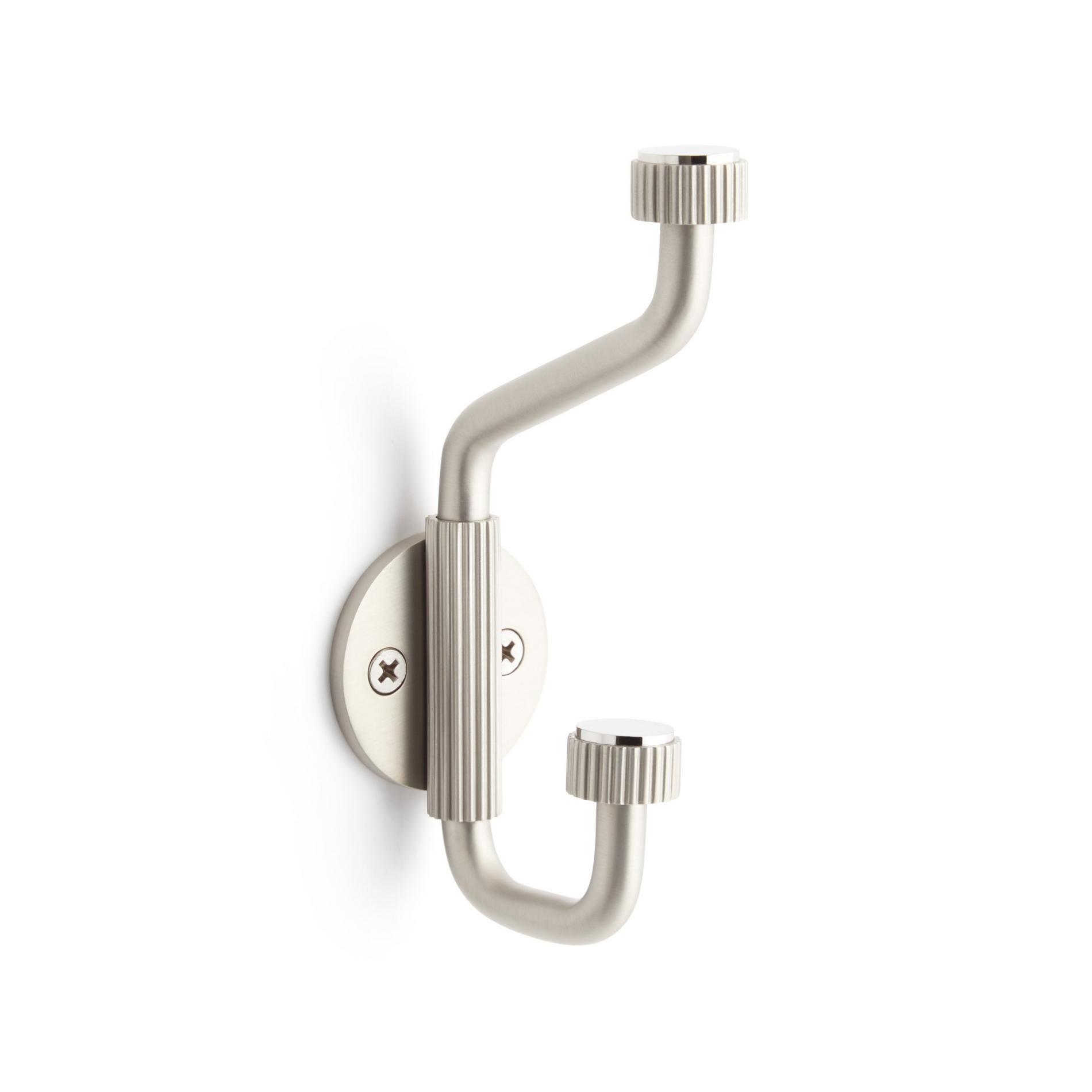 Brixlee Reeded Brass Double Hook | Signature Hardware
