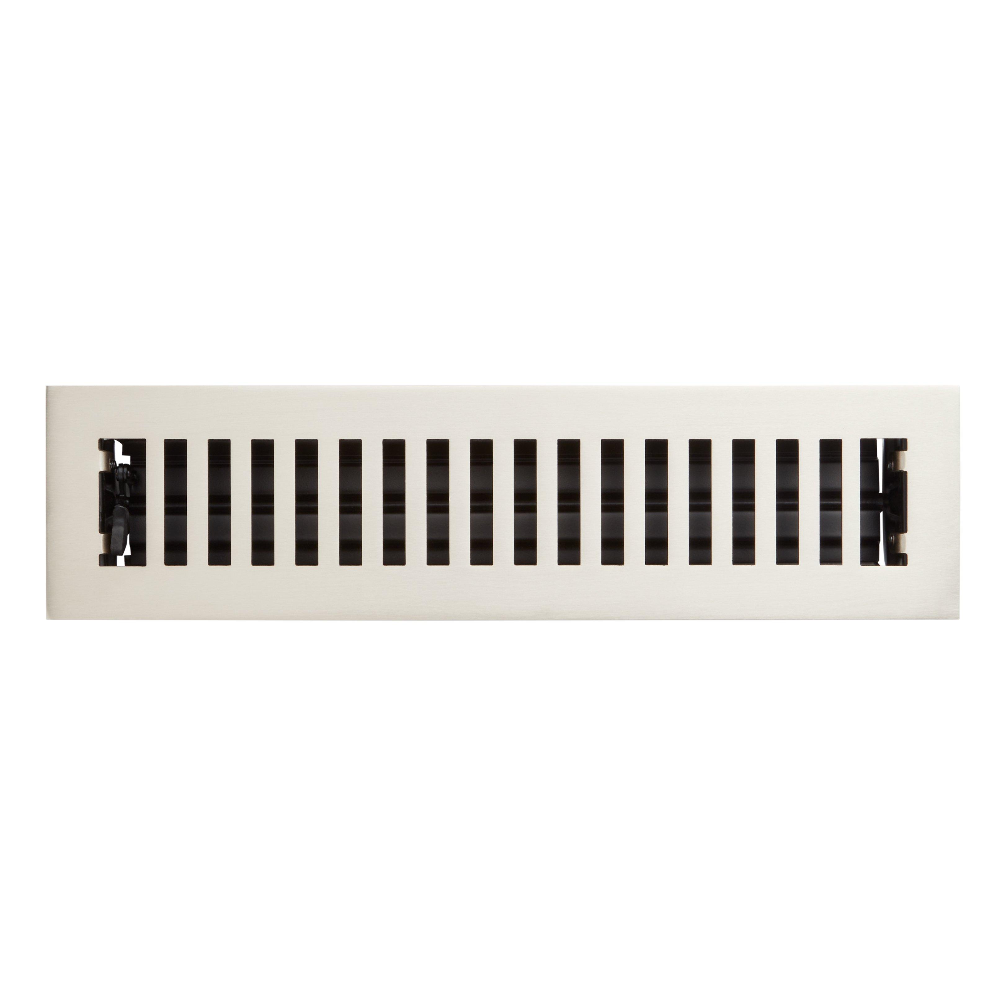 Modern Steel Floor/Wall Register - Brushed Nickel - 2-1/4" x 14" (3-9/ ...