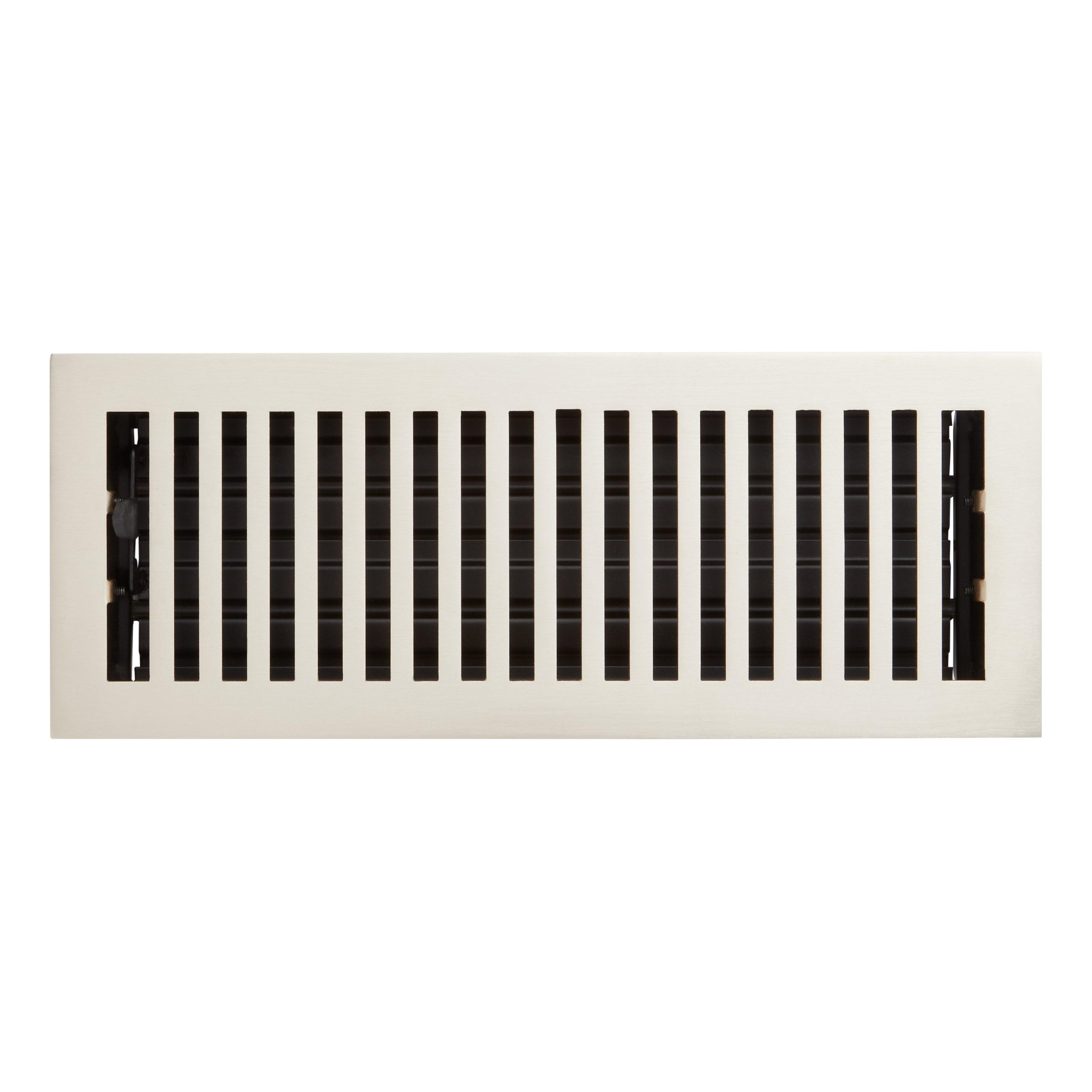 Modern Steel Floor/Wall Register - Brushed Nickel - 4" x 12" (5-1/4" x ...