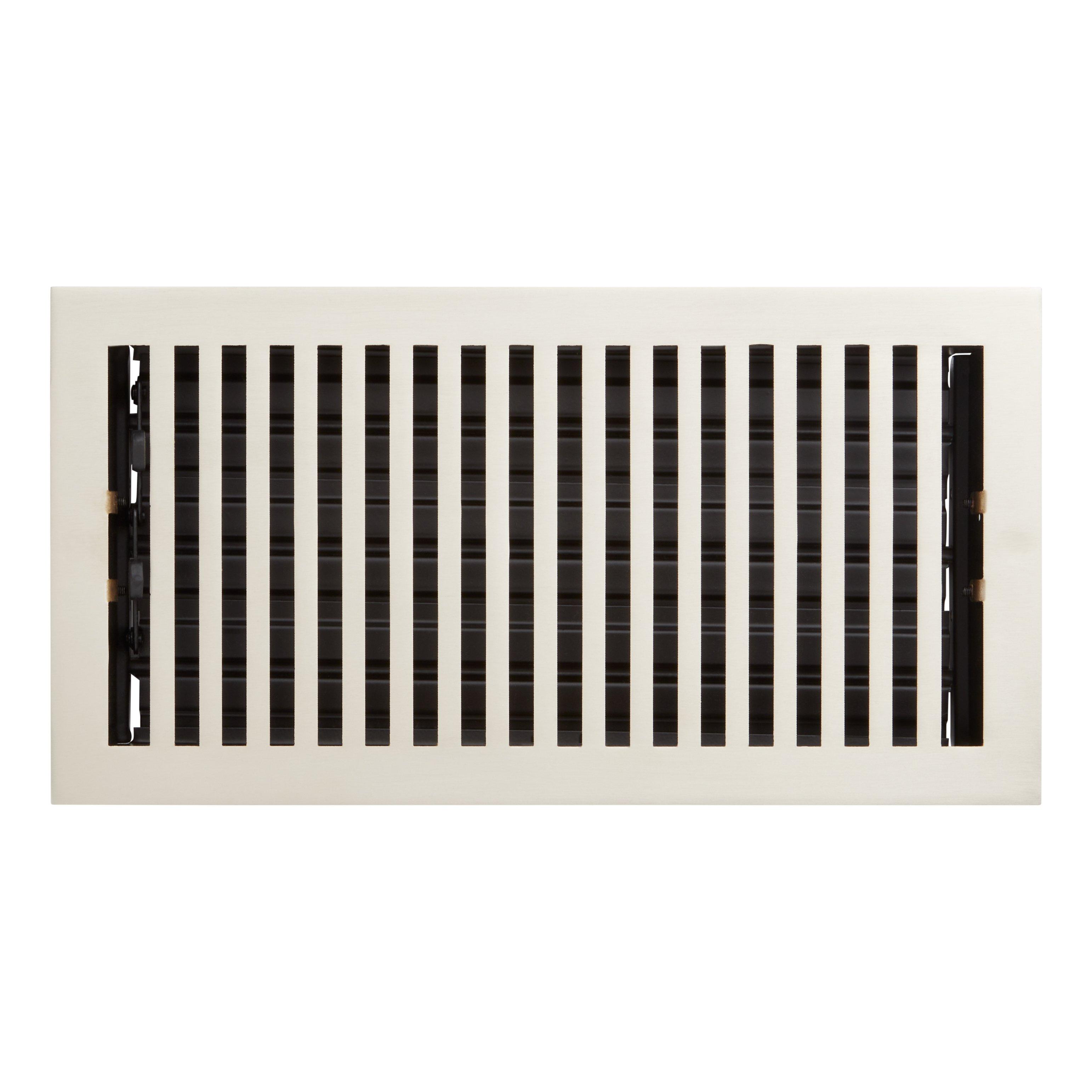 Modern Steel Oversized Floor Register - Brushed Nickel - 6" x 12" (7" x ...