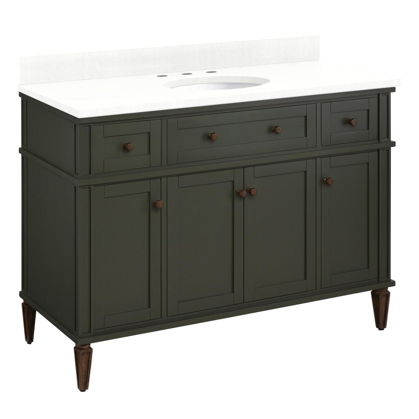 48" Elmdale Vanity with Undermount Sink - Dark Olive Green - Feathered ...