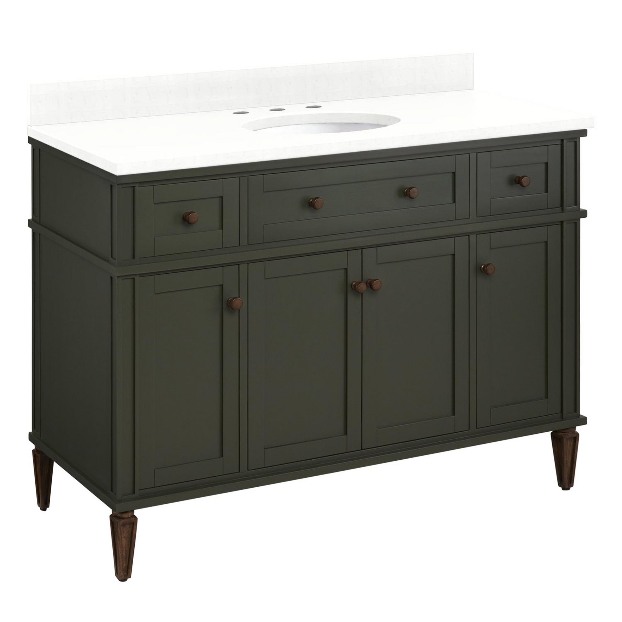 48" Elmdale Vanity with Undermount Sink - Dark Olive Green - Feathered ...