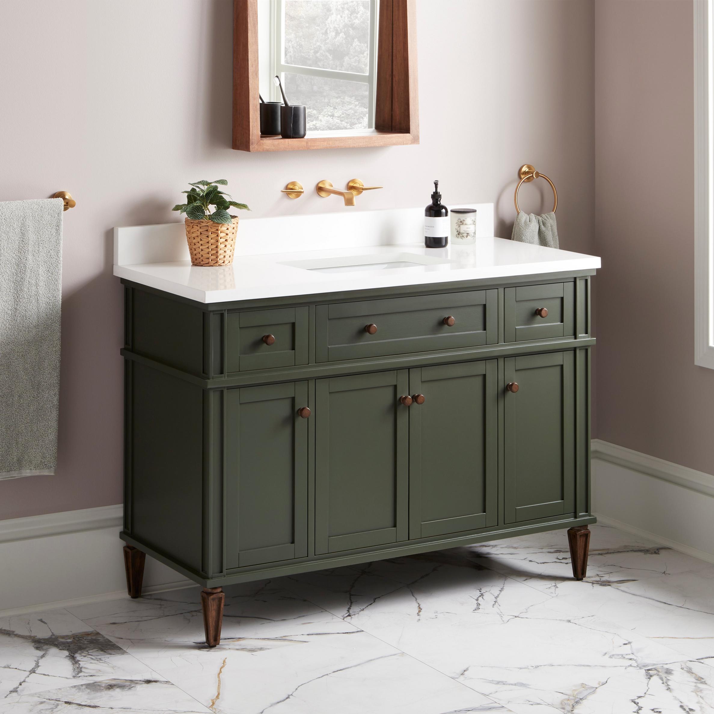48" Elmdale Vanity with Rectangular Undermount Sink - Dark Olive Green ...