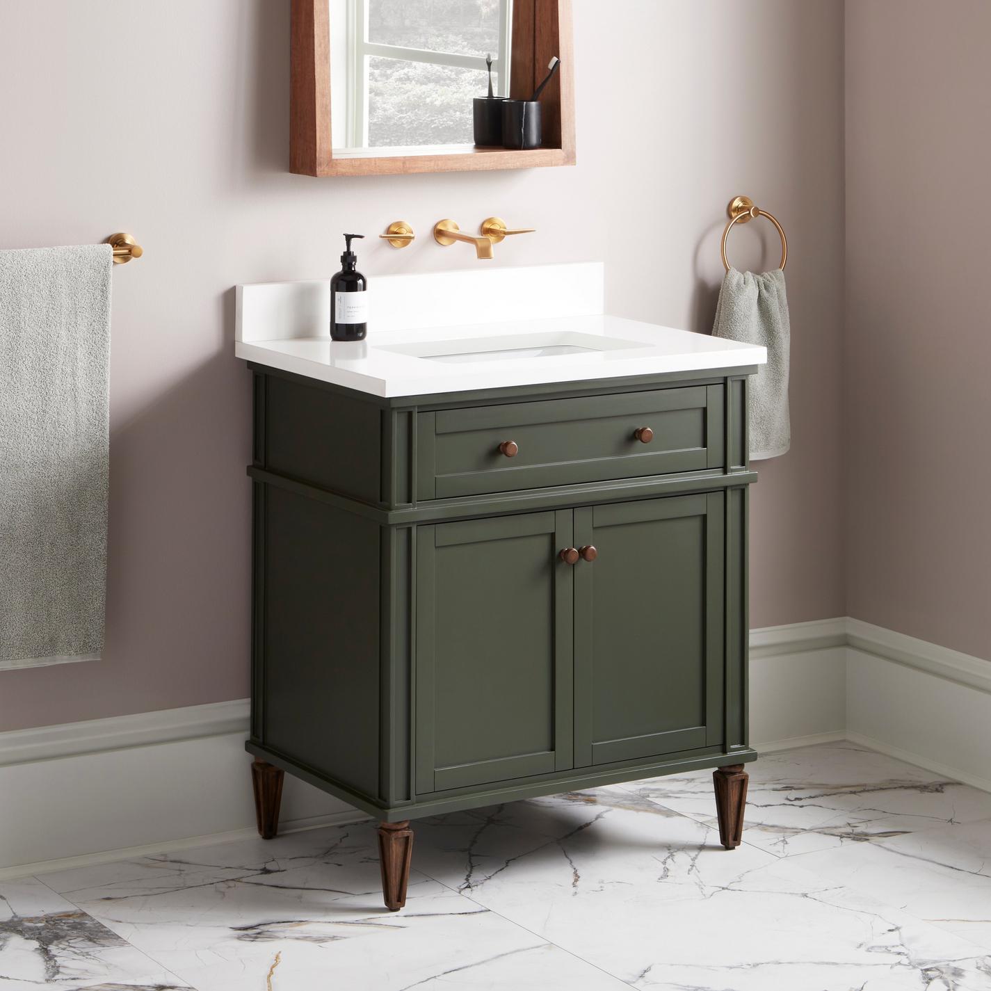 30" Elmdale Vanity with Rectangular Undermount Sink - Dark Olive Green ...