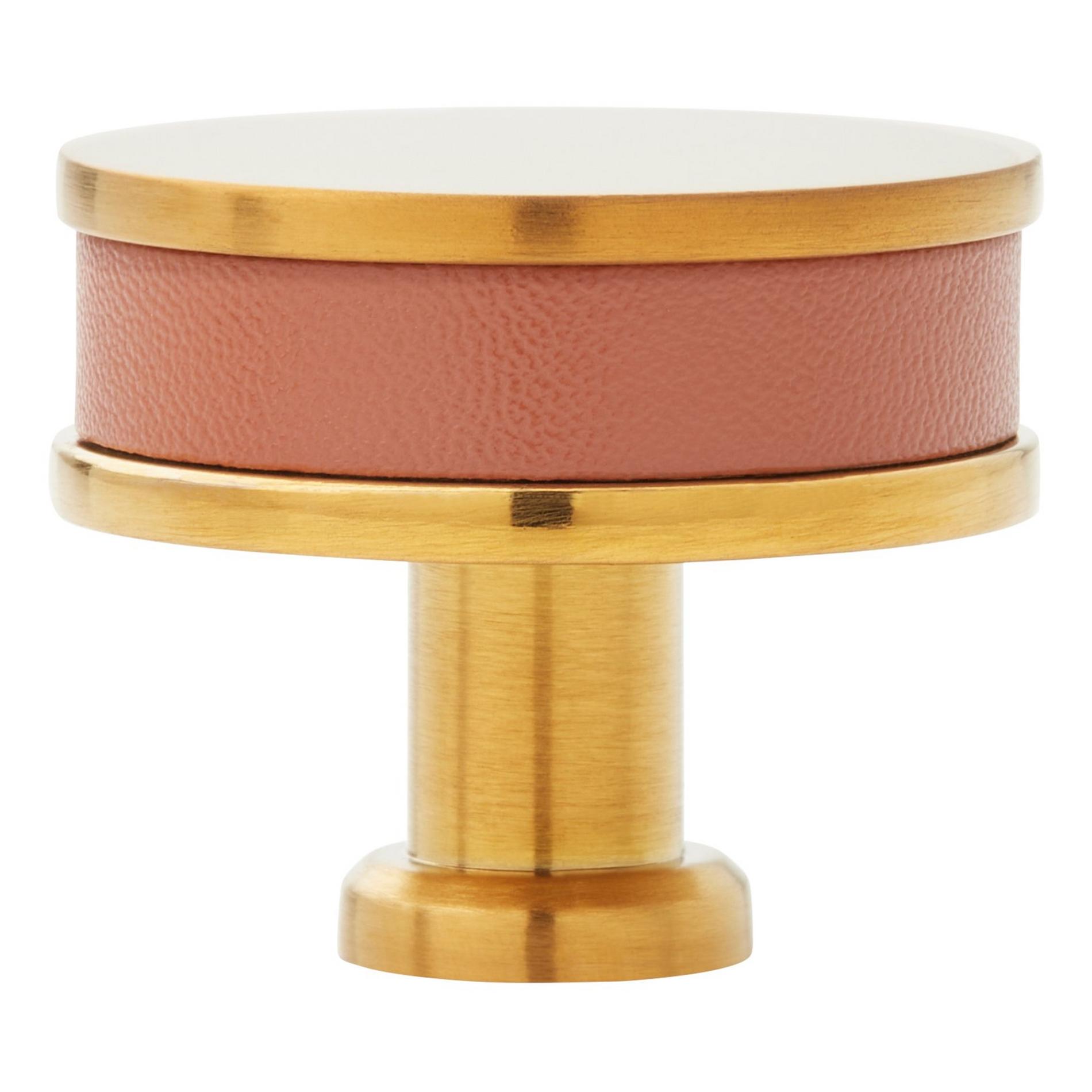 Lazzara Round Cabinet Knob Cognac Leather | Signature Hardware