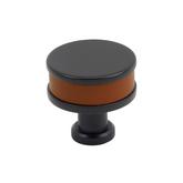 Lazzara Round Cabinet Knob Cognac Leather | Signature Hardware