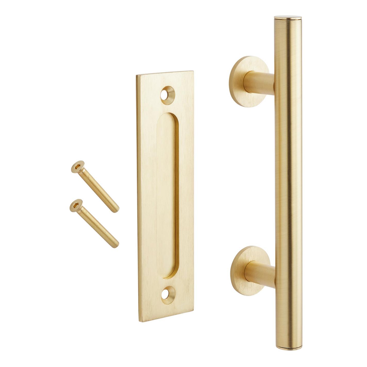 Adleigh Sliding Barn Door Handle and Pull Set - Champagne Brass ...