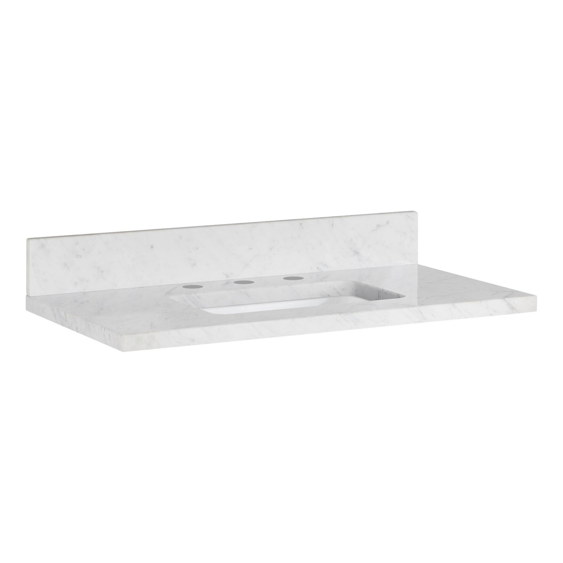 31" x 19" 3cm Narrow Marble Vanity Top with Rectangular Undermount Sink ...