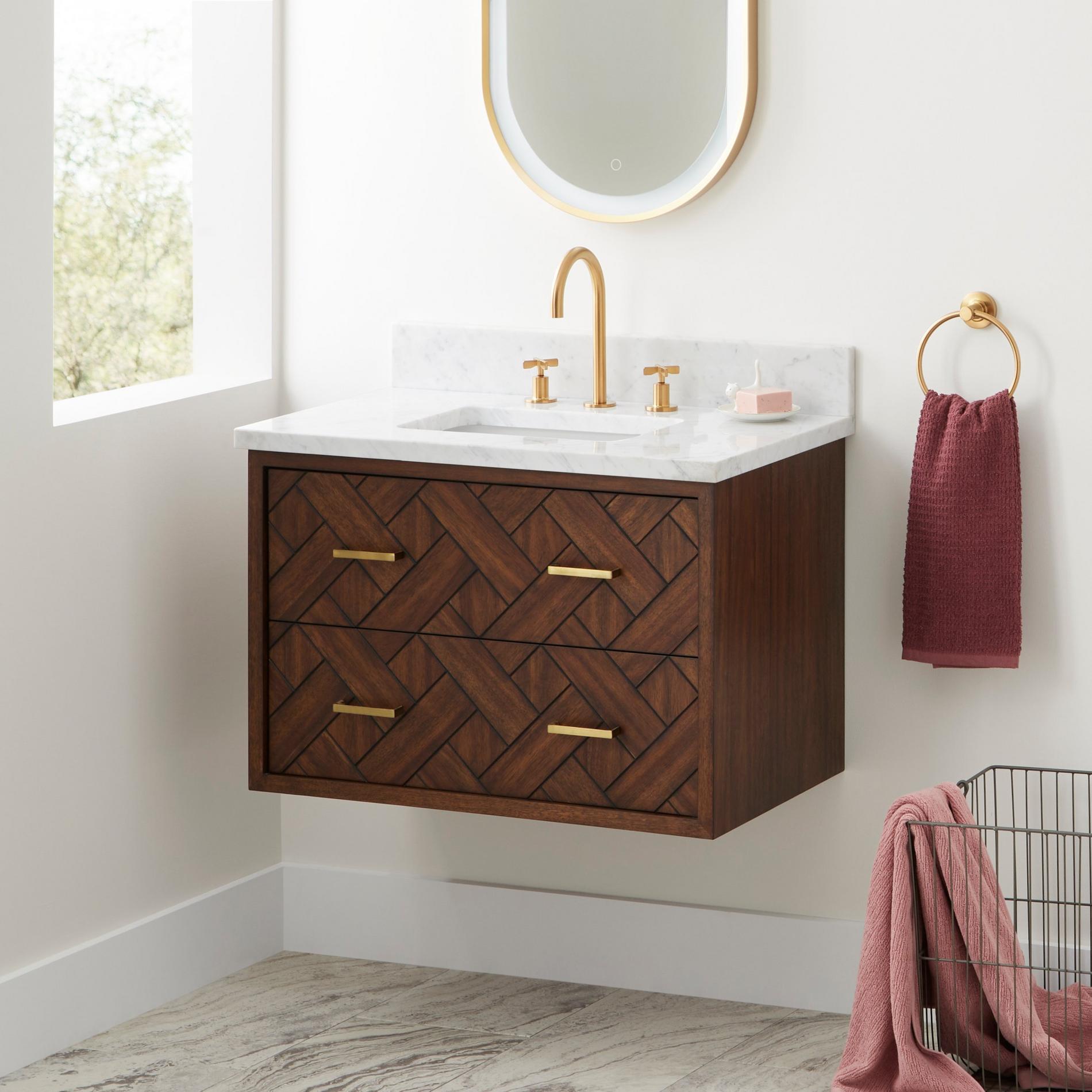 30" Patzi Wall-Mount Vanity with Rectangular Undermount Sink ...