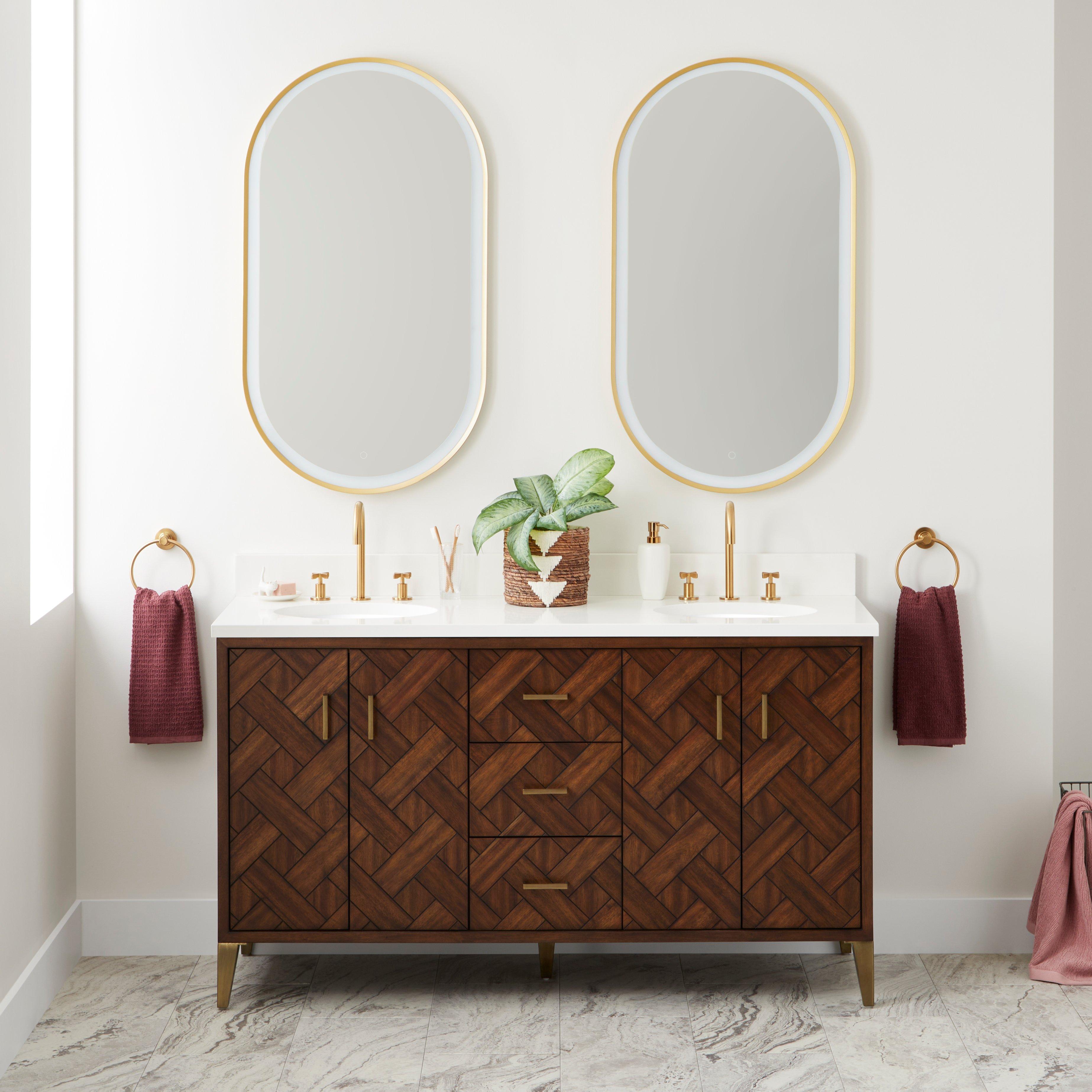 60" Patzi Double Vanity with Undermount Sinks - Chocolate Bark Brown ...