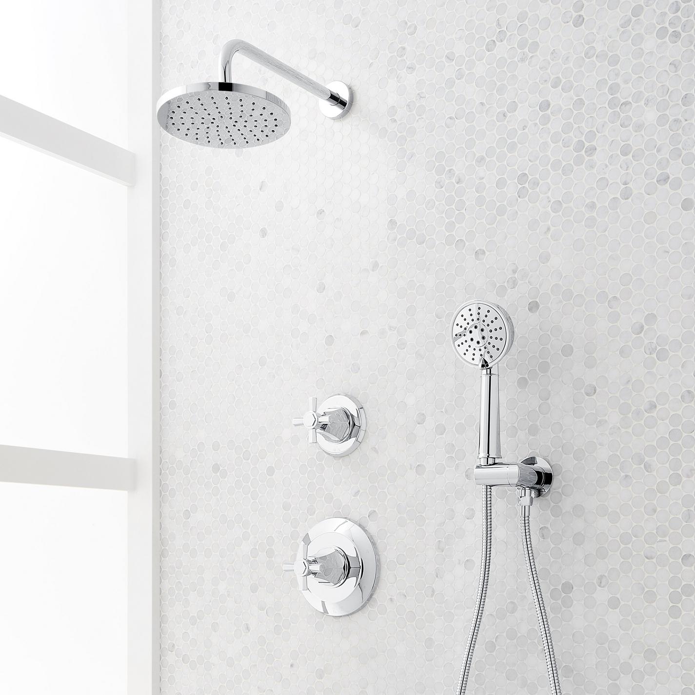 Elita Pressure Balance Shower System with Hand Shower - Cross Handles ...