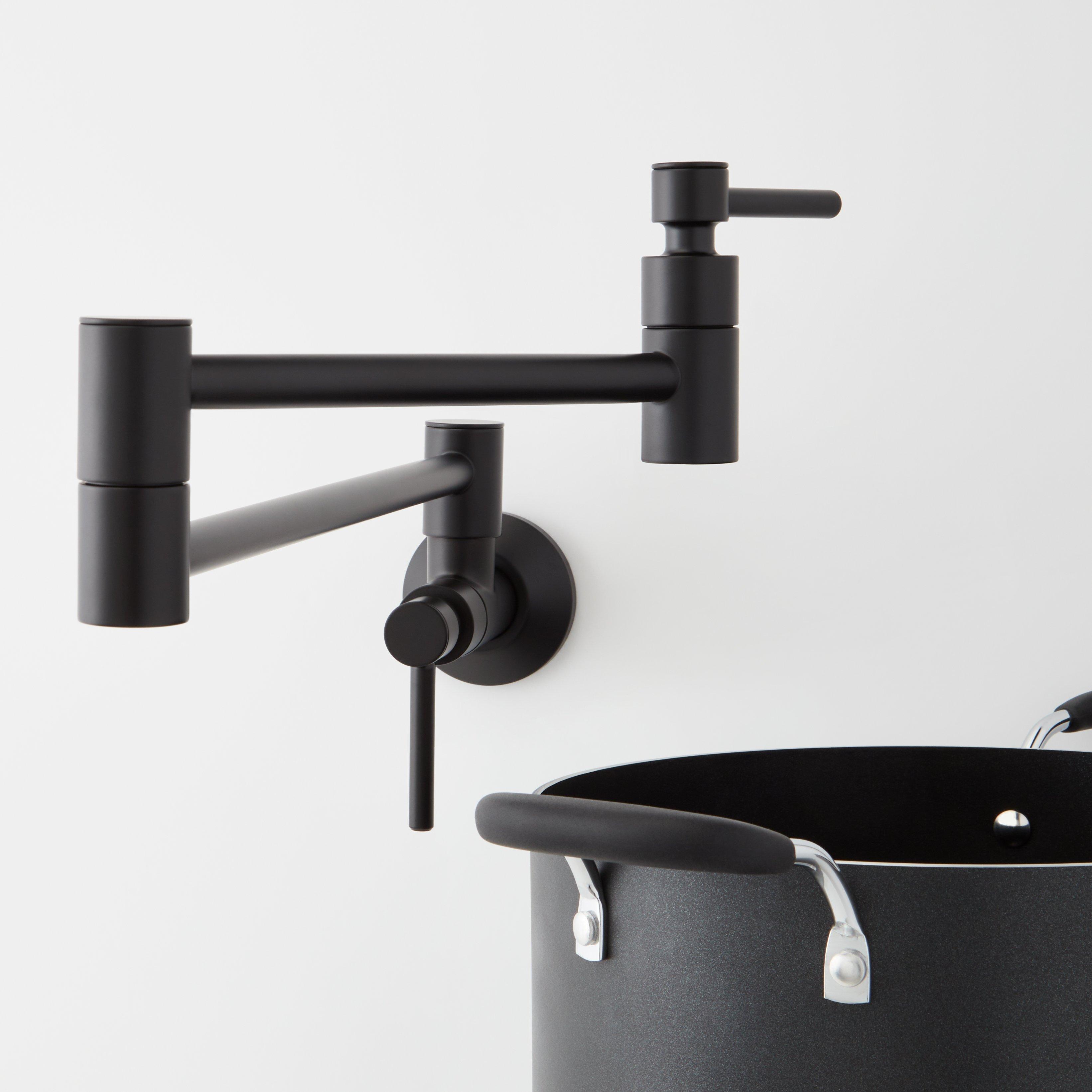 Modern Retractable Wall-Mount Pot Filler Faucet - Matte Black ...