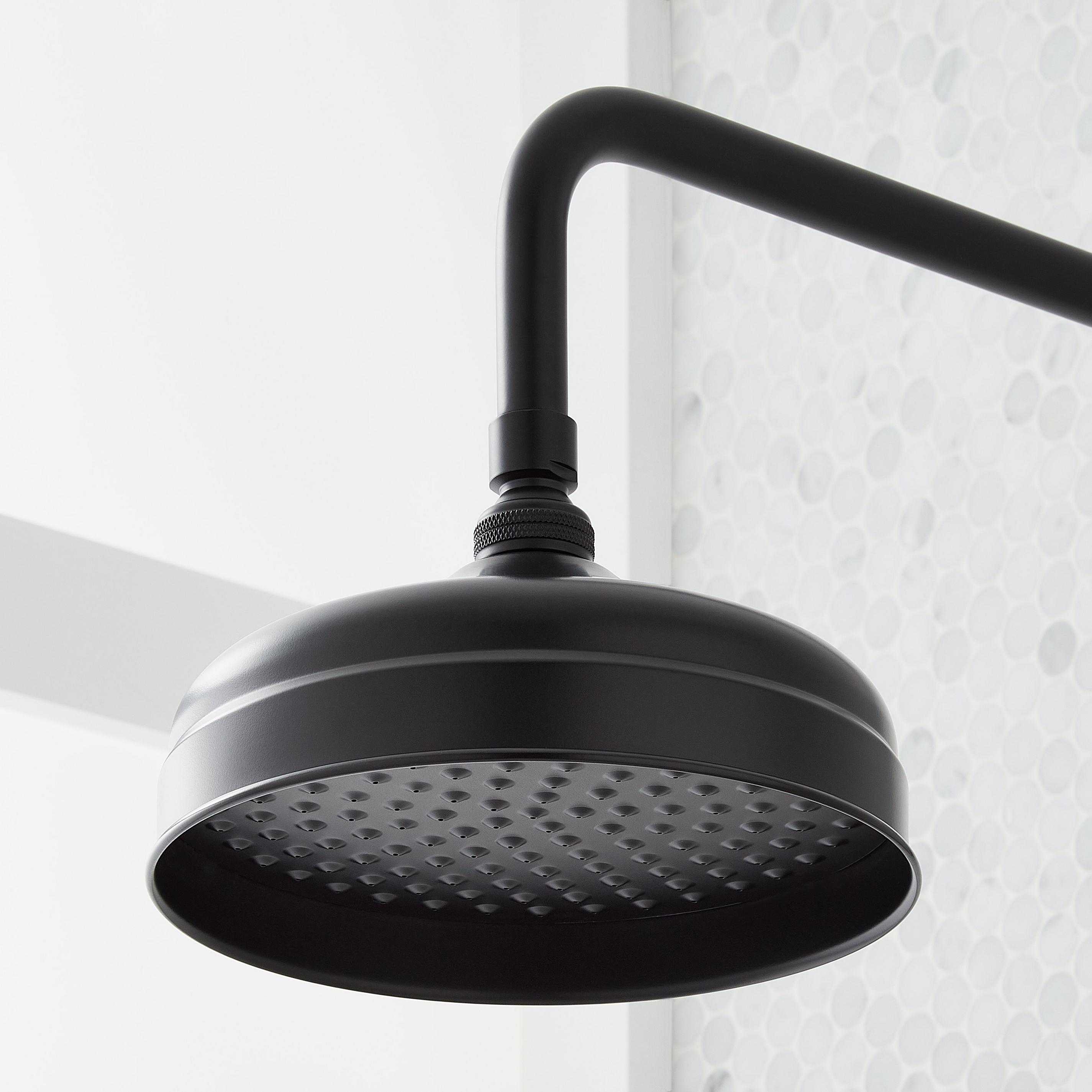 Baudette Exposed Pipe Wall-Mount Shower with Rainfall Shower Head ...