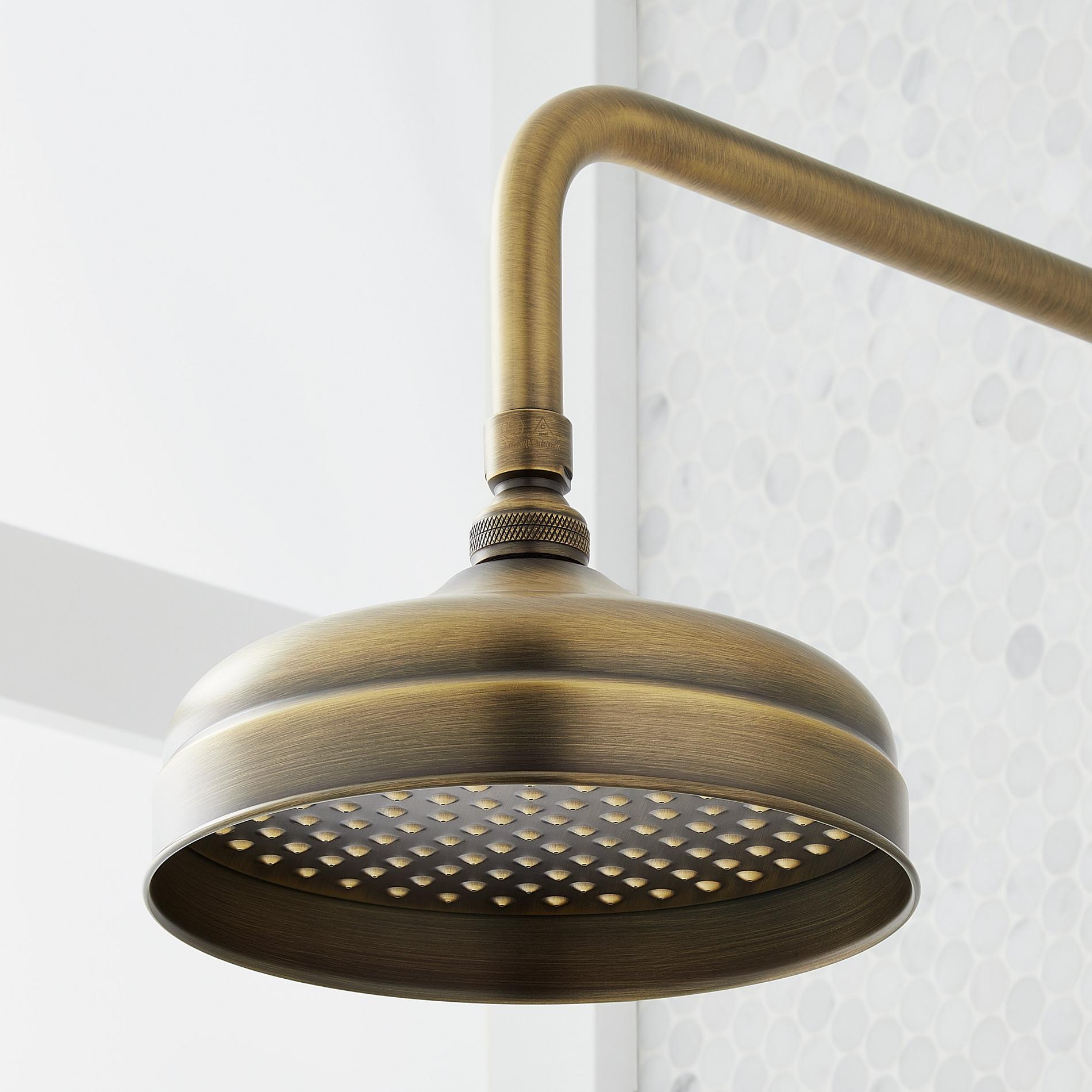 Baudette Exposed Pipe Wall-Mount Shower with Rainfall Shower Head ...