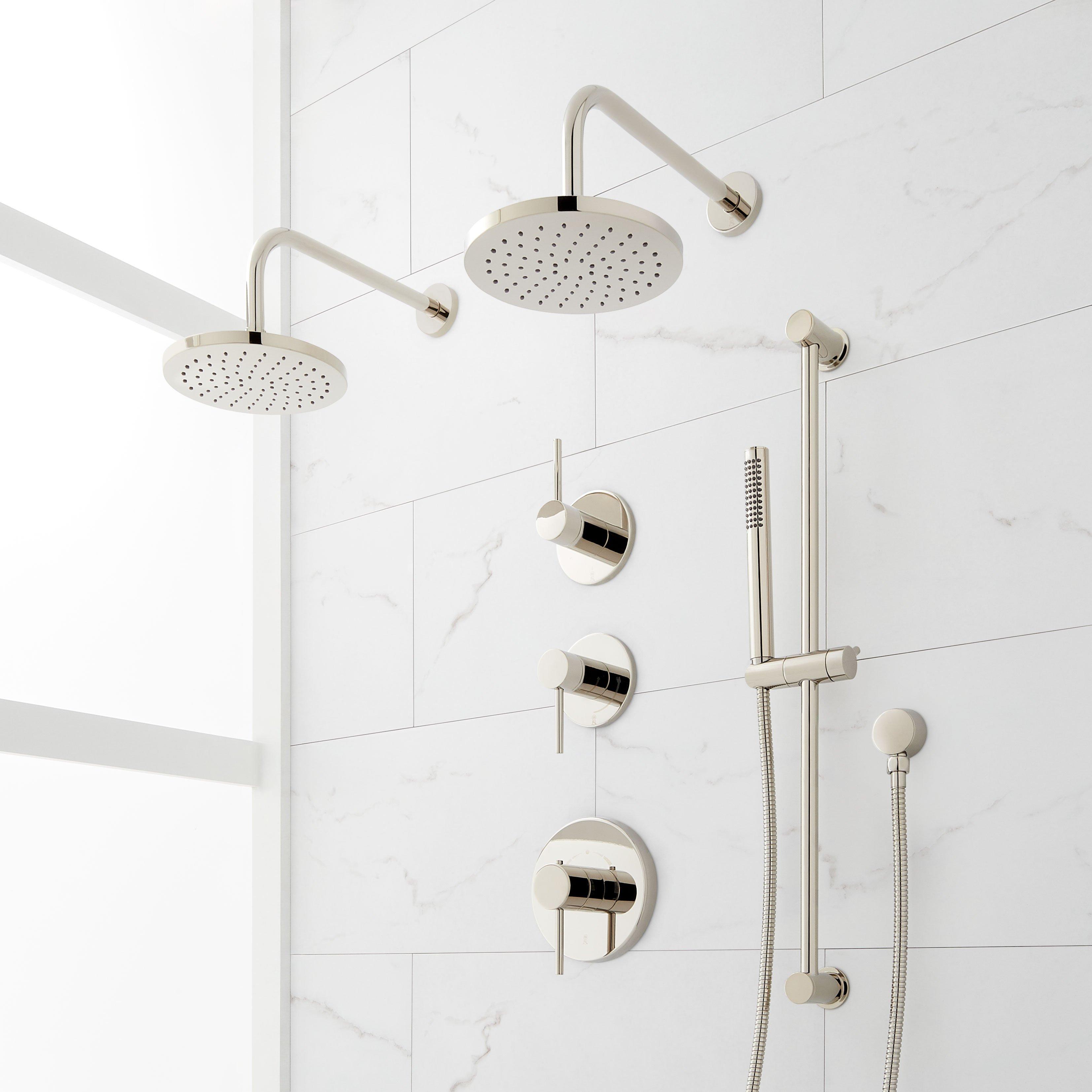 Lexia Thermostatic Shower System with Dual Showerheads, Slide Bar and ...