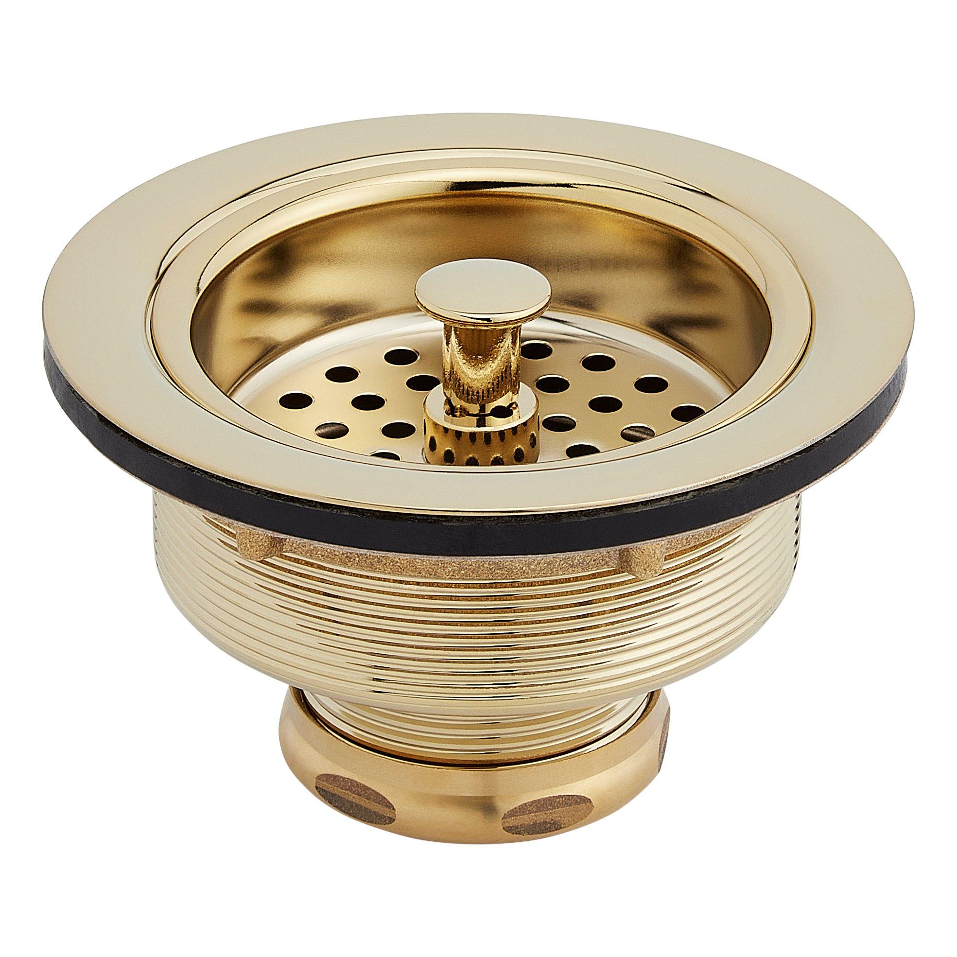 3-1/2" Kitchen Sink Basket Strainers - Set of Two - Polished Brass | Signature Hardware