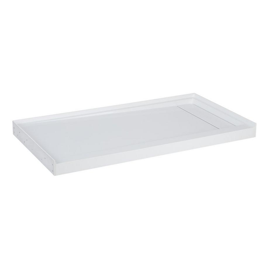 60" x 30" Acrylic Shower Tray - Right Drain - White | Signature Hardware