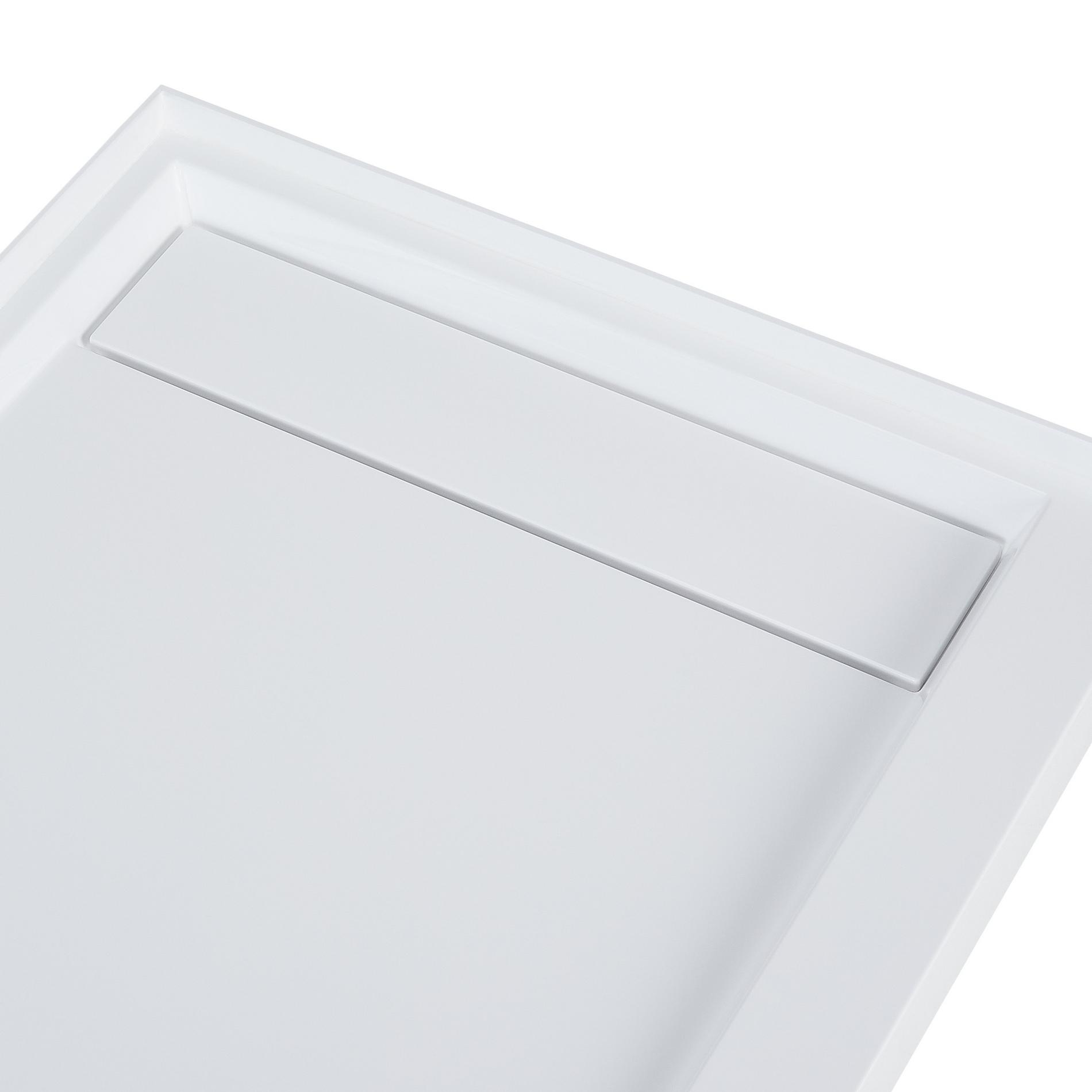 60" Solid Surface Shower Tray - Glossy White | Signature Hardware