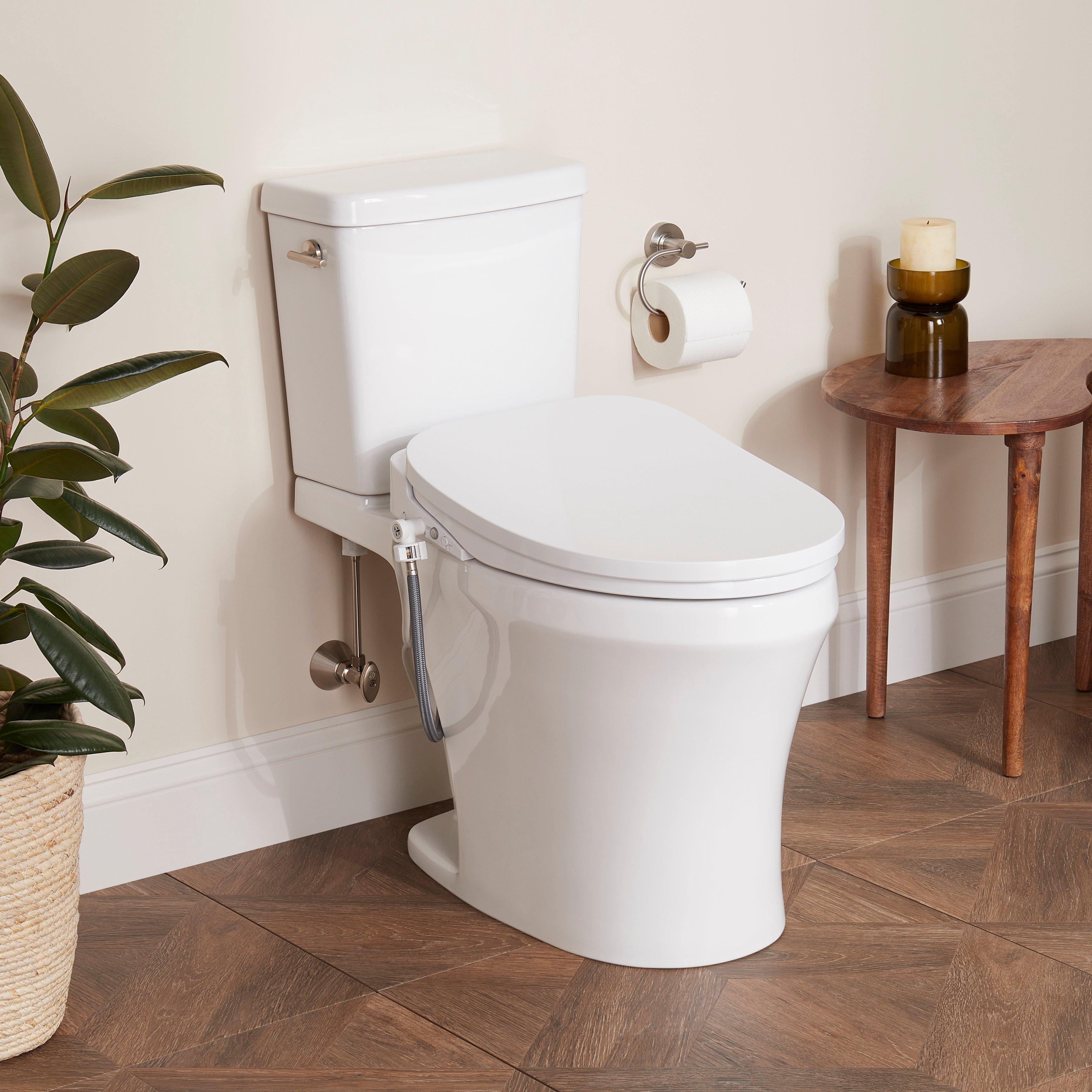 Millspring Low-Flow Two-Piece Elongated Toilet with Bidet Seat - White ...
