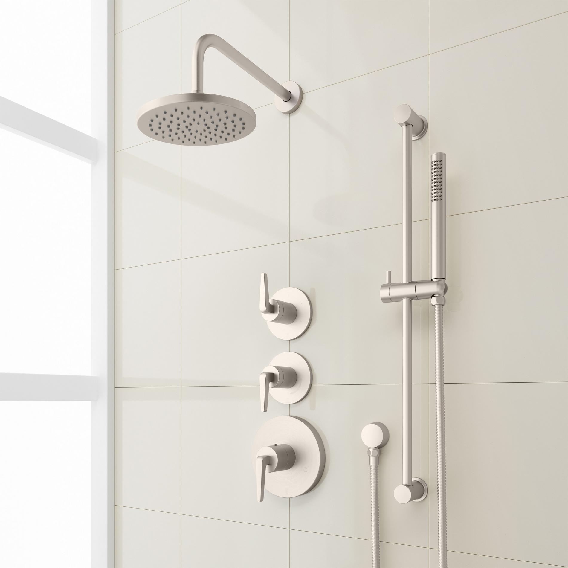 Drea Thermostatic Shower System With Slide Bar and Hand Shower ...