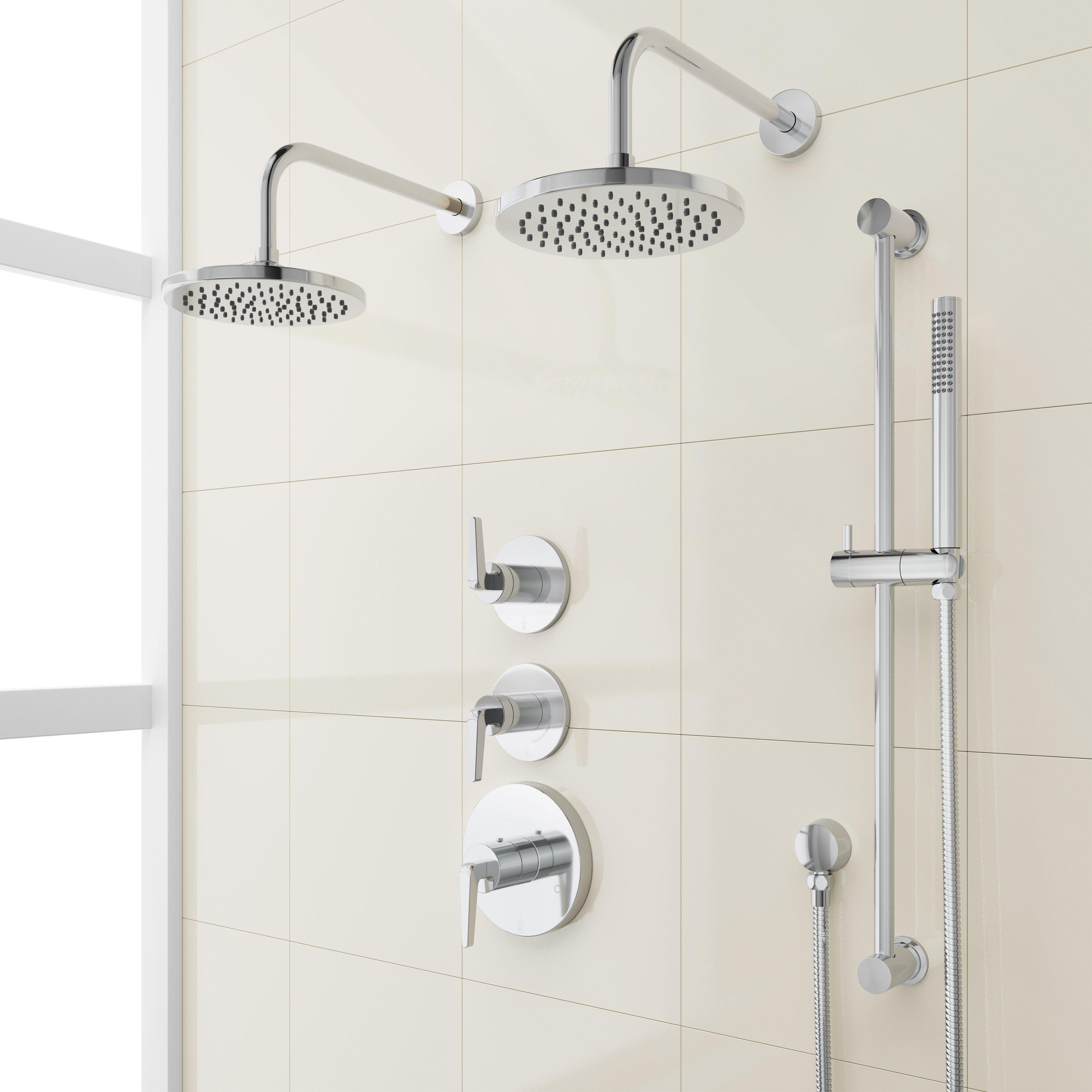 Drea Thermostatic Shower System With Dual Showerheads, Slide Bar and ...