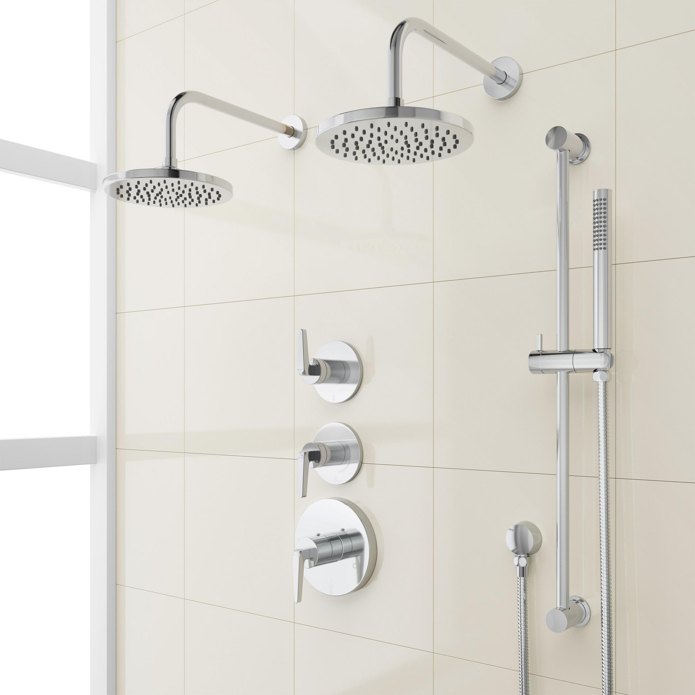Drea Thermostatic Shower System With Dual Showerheads, Slide Bar and ...
