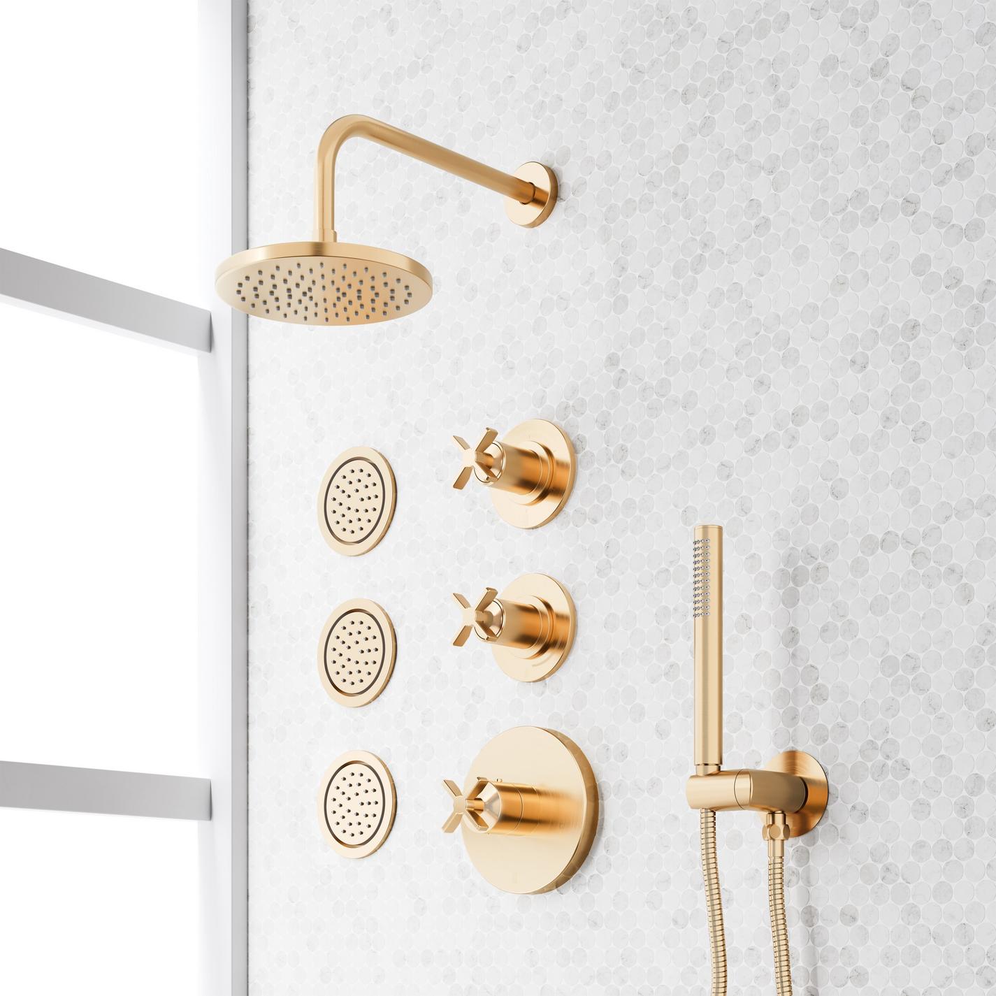 Vassor Thermostatic Shower System With 3 Body Sprays and Hand Shower ...