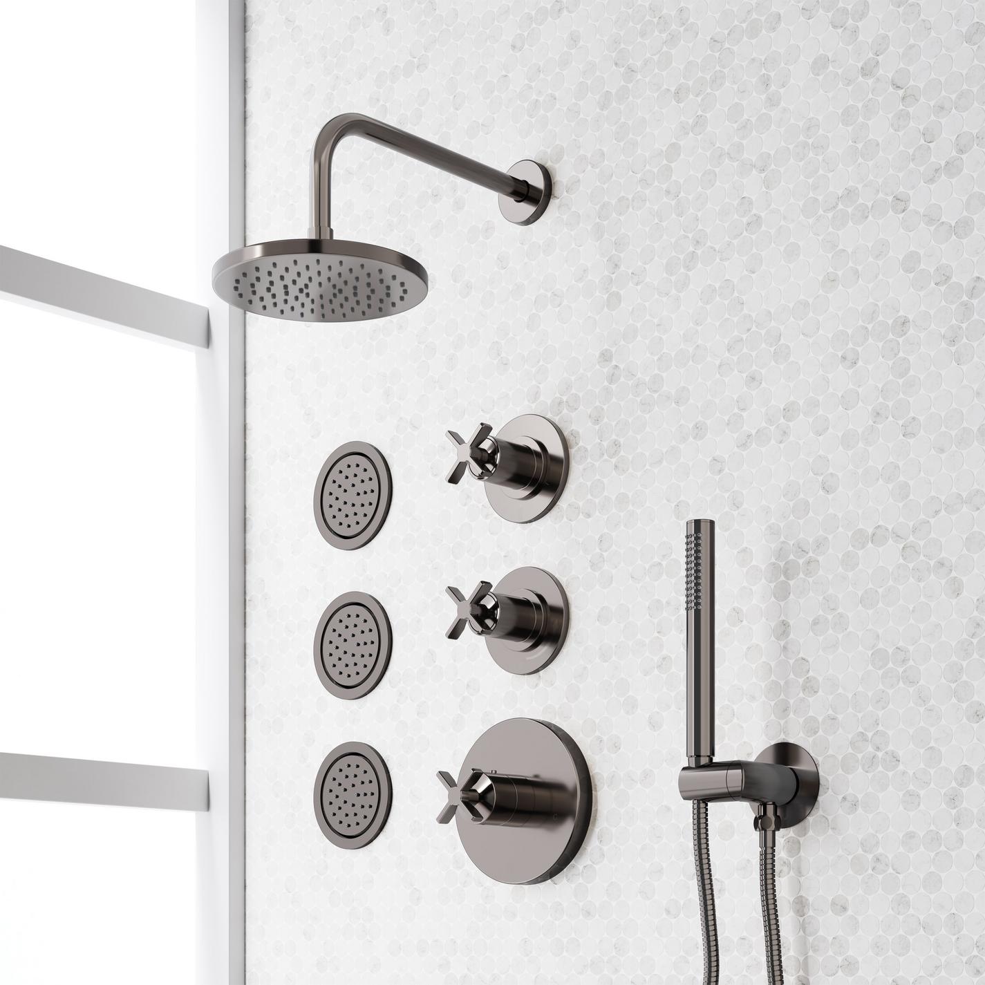 Vassor Thermostatic Shower System With 3 Body Sprays and Hand Shower ...
