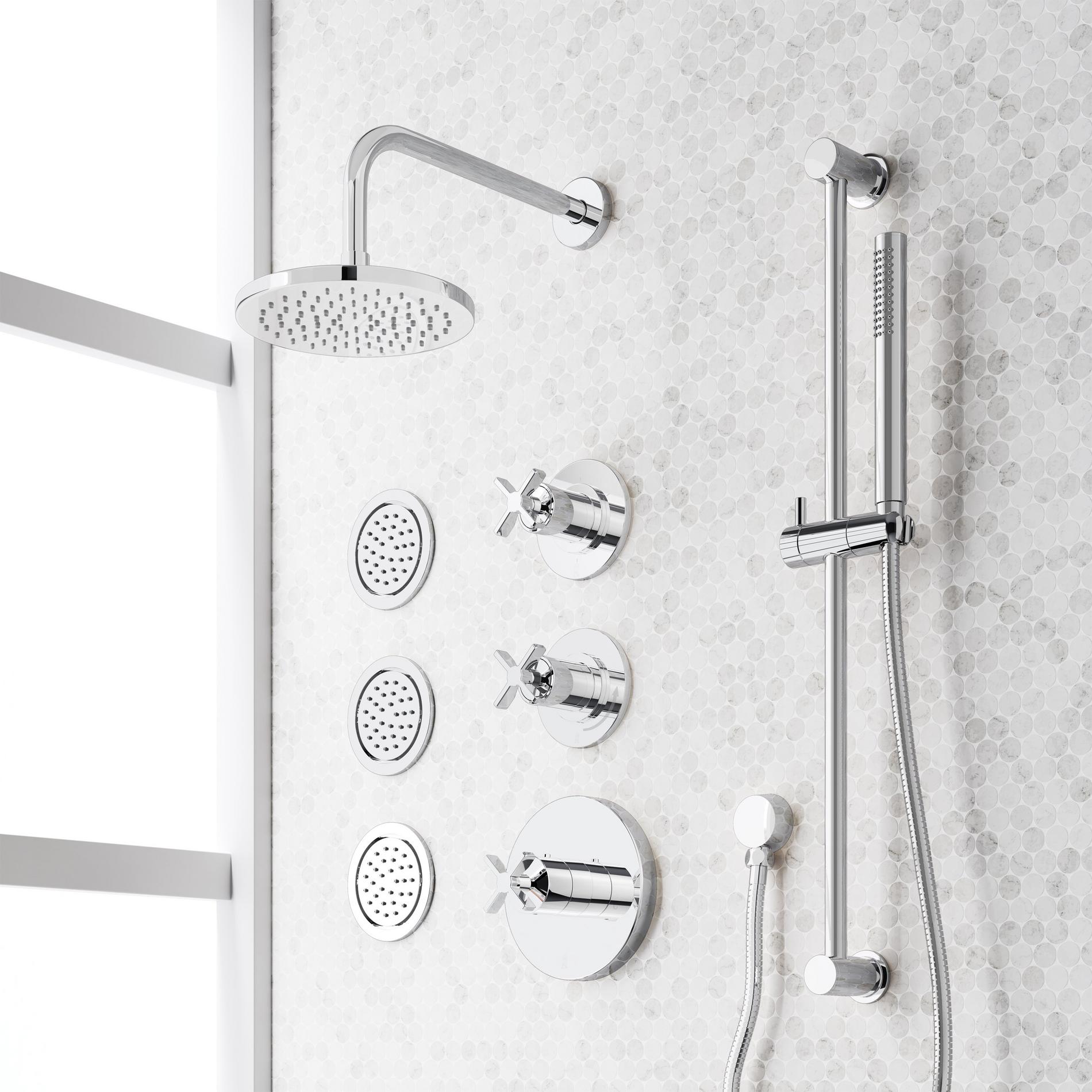 Vassor Thermostatic Shower System With 3 Body Sprays, Slide Bar and ...