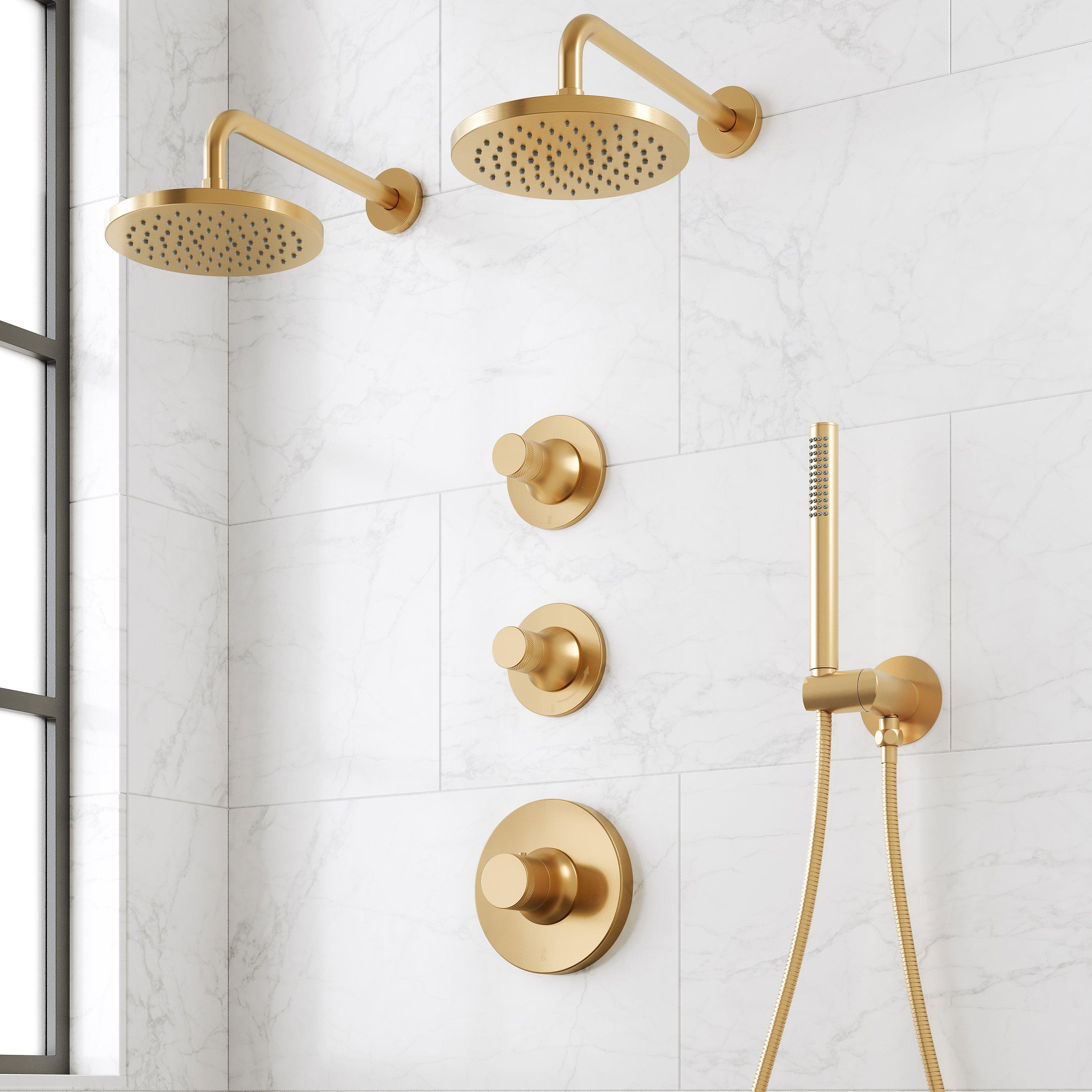Lentz Thermostatic Shower System With Dual Showerheads and Hand Shower ...