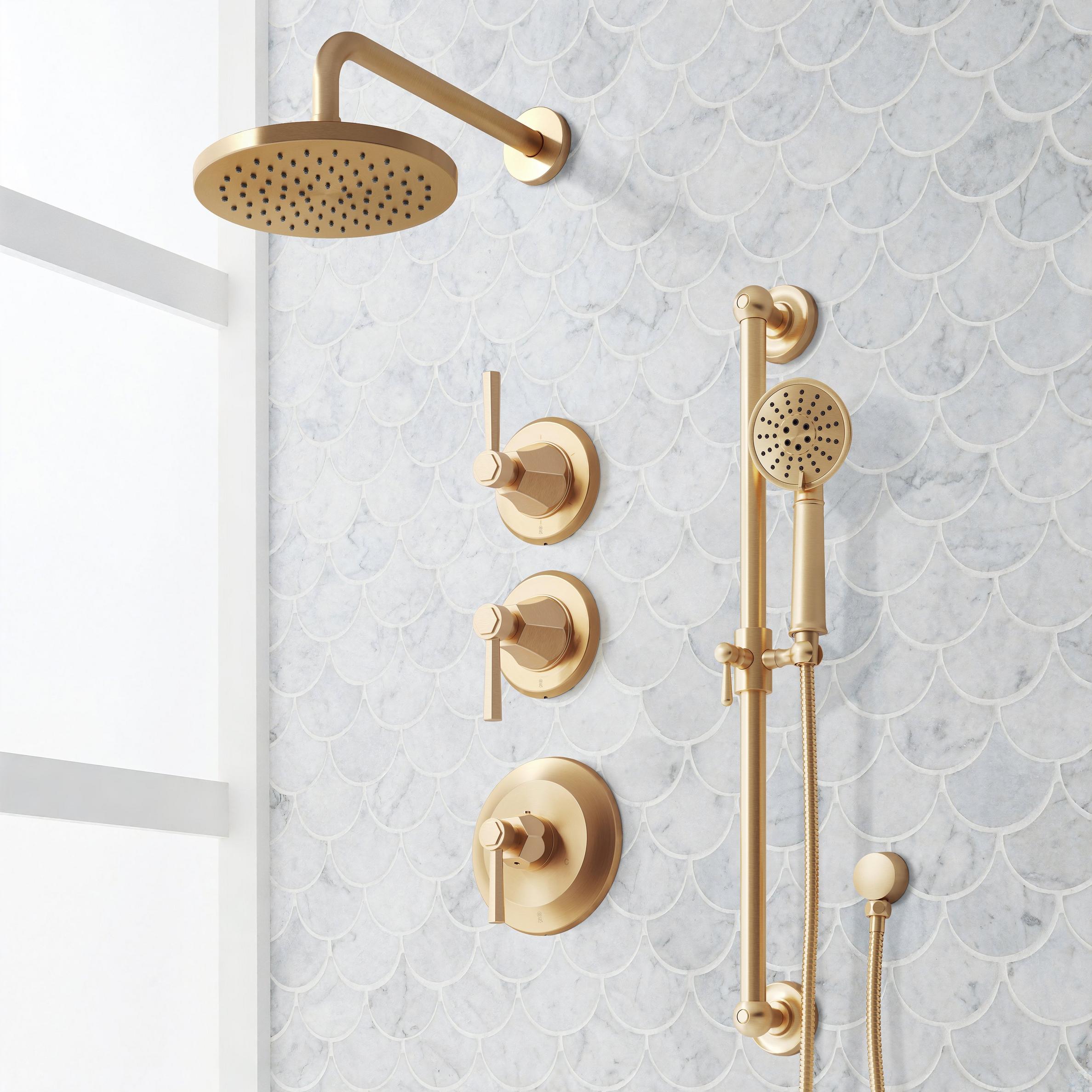 Elita Thermostatic Shower System With Slide Bar and Hand Shower - Lever ...