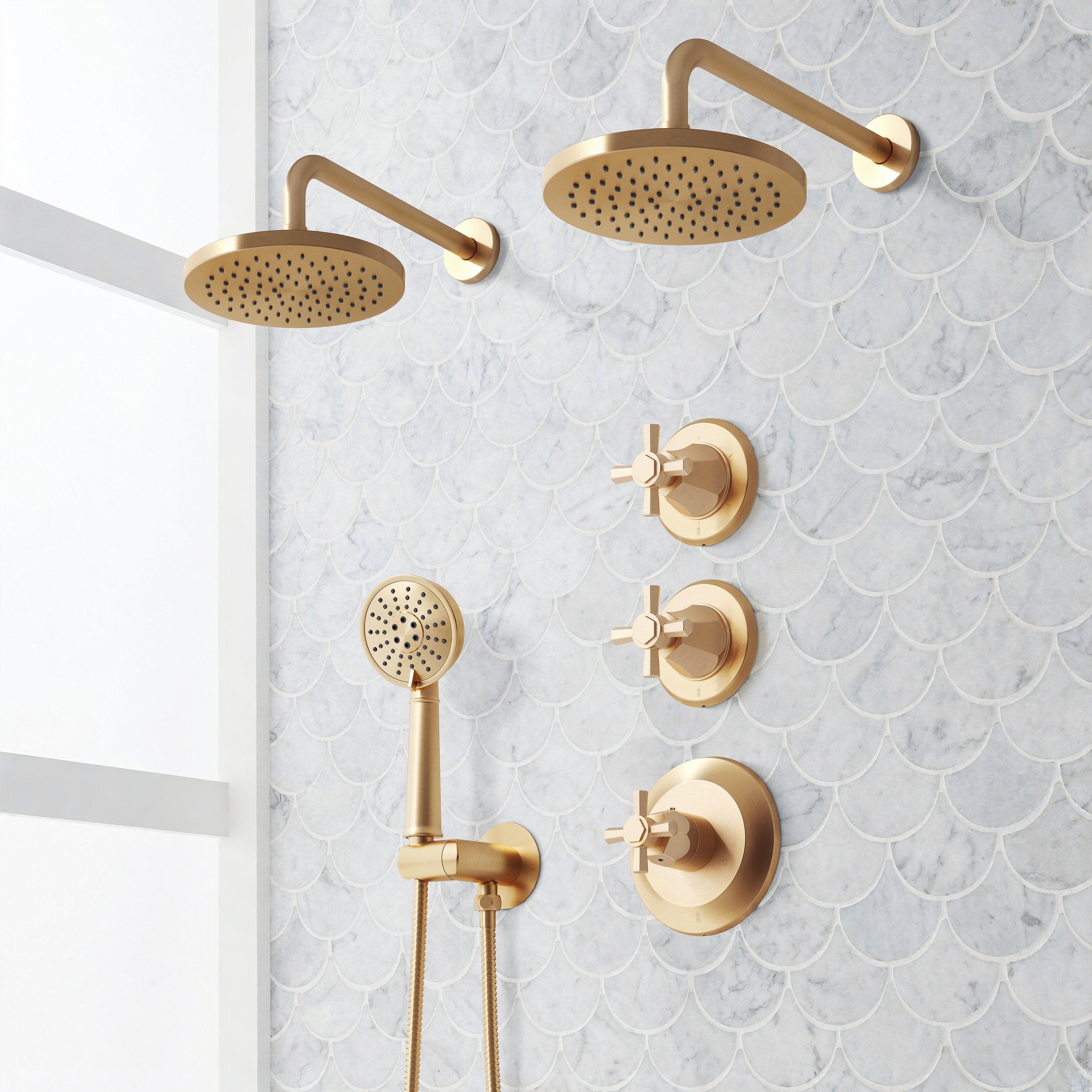 Elita Thermostatic Shower System With Dual Showerheads and Hand Shower ...