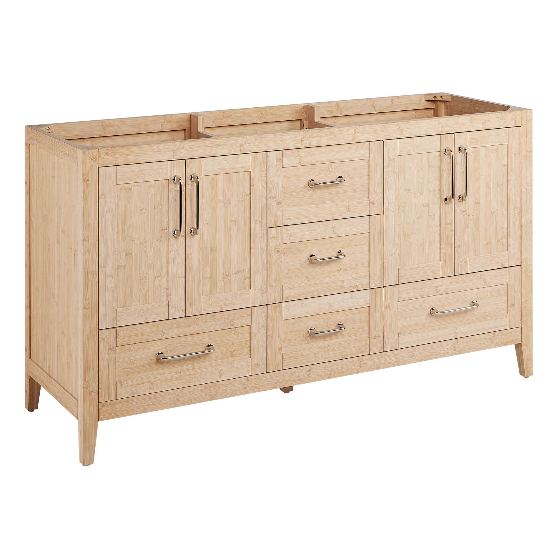 60" Arrietty Double Vanity with Outlets - Natural Bamboo - Vanity ...