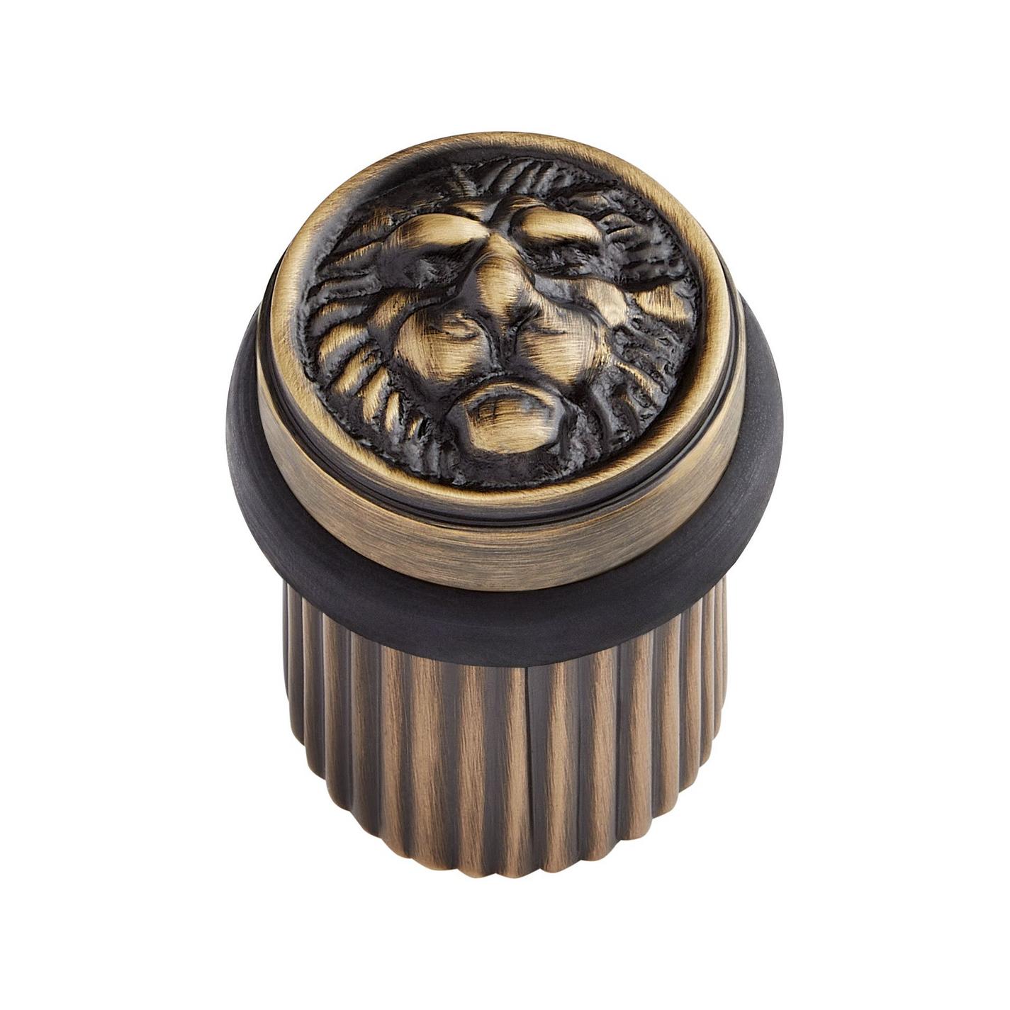 Fauna Lion Head Brass Floor-Mount Door Stop | Signature Hardware