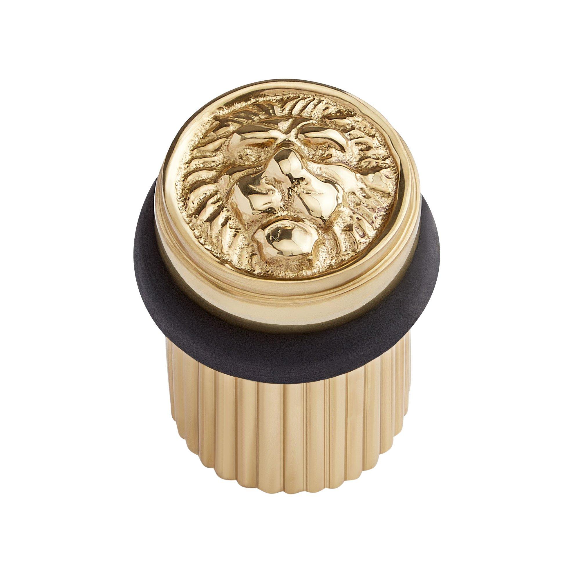 Fauna Lion Head Brass Floor-Mount Door Stop | Signature Hardware