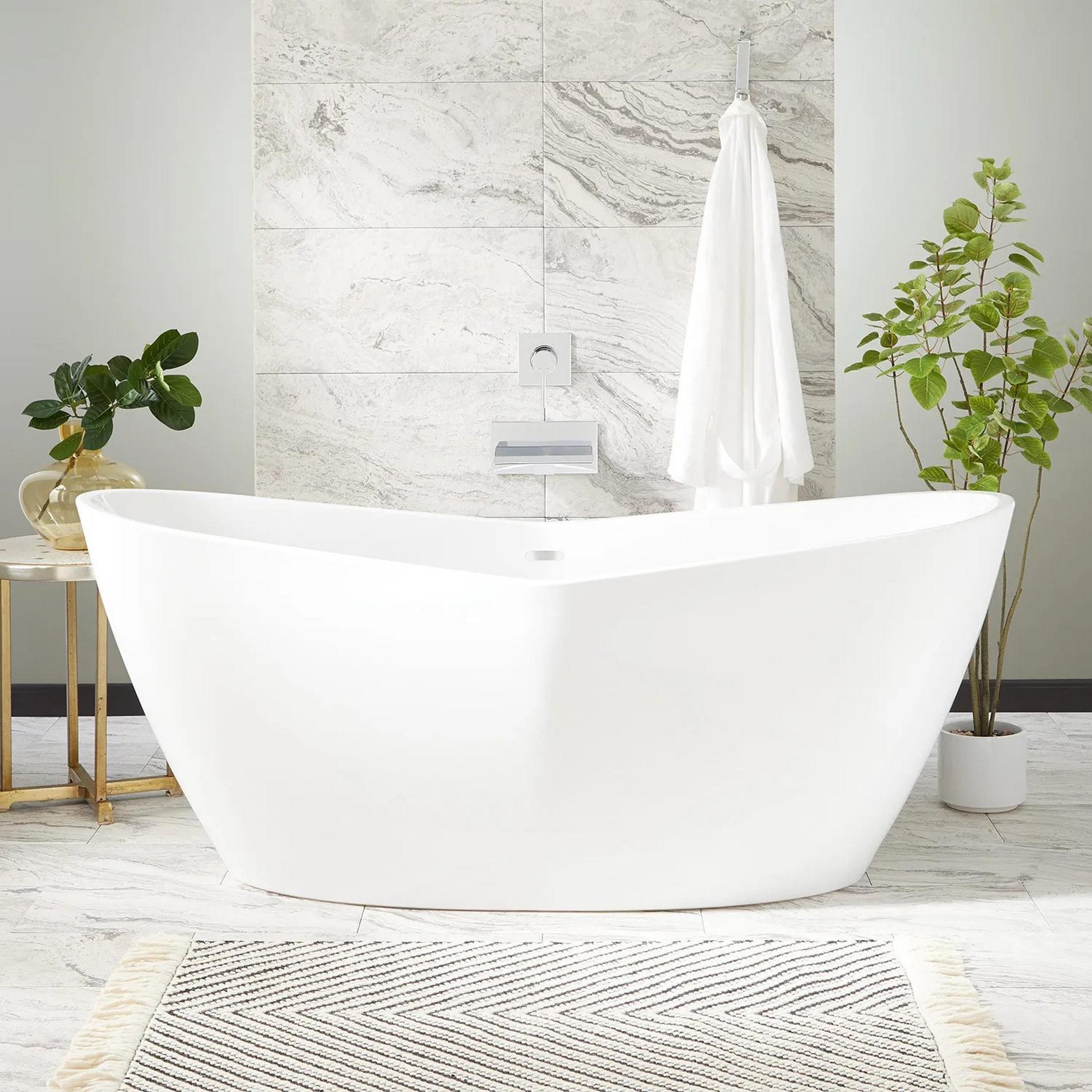 69" Corringham Acrylic Freestanding Slipper Tub - Polished Nickel Trim ...