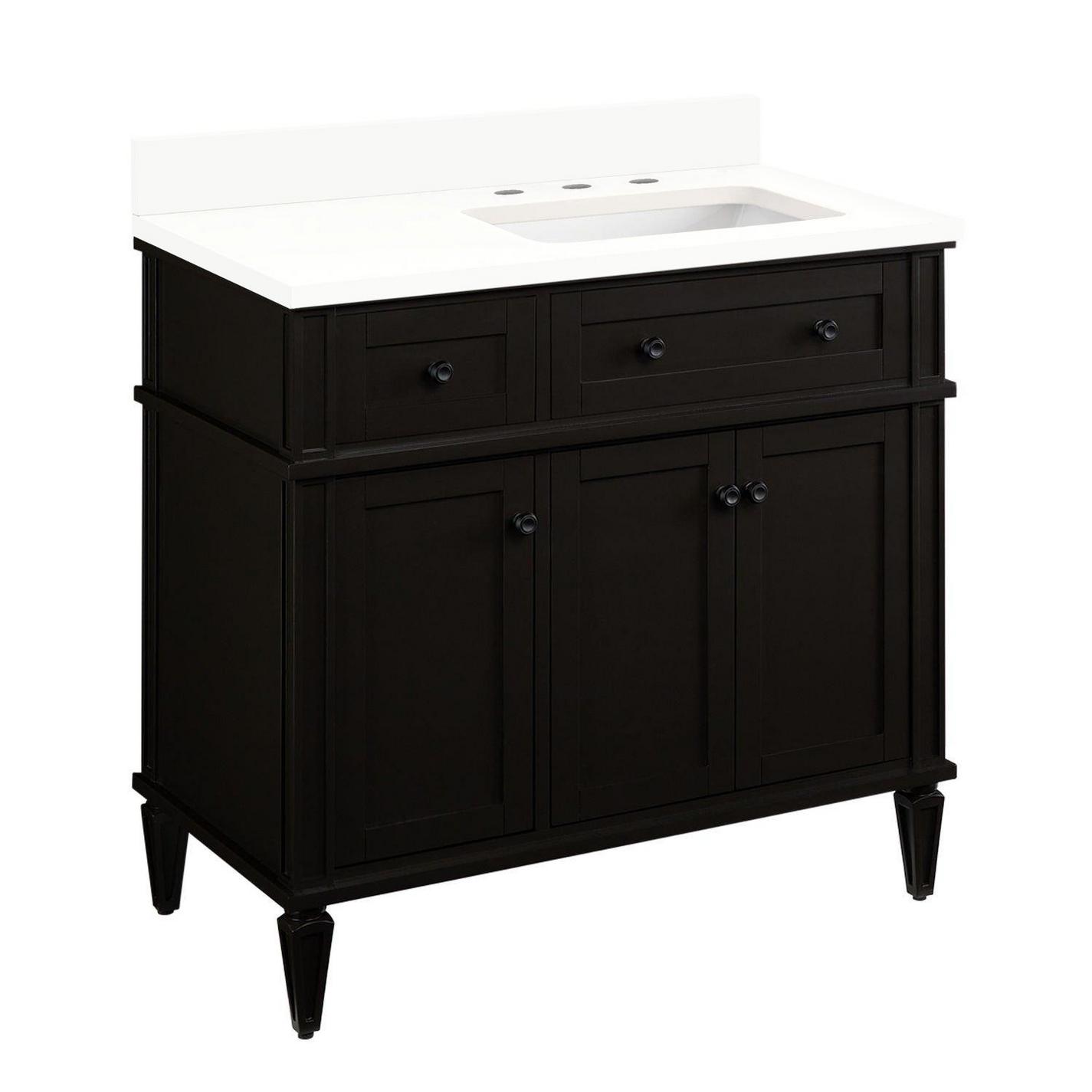 36" Elmdale Vanity for Right Offset Rect Undmnt Sink - Charcoal Black ...