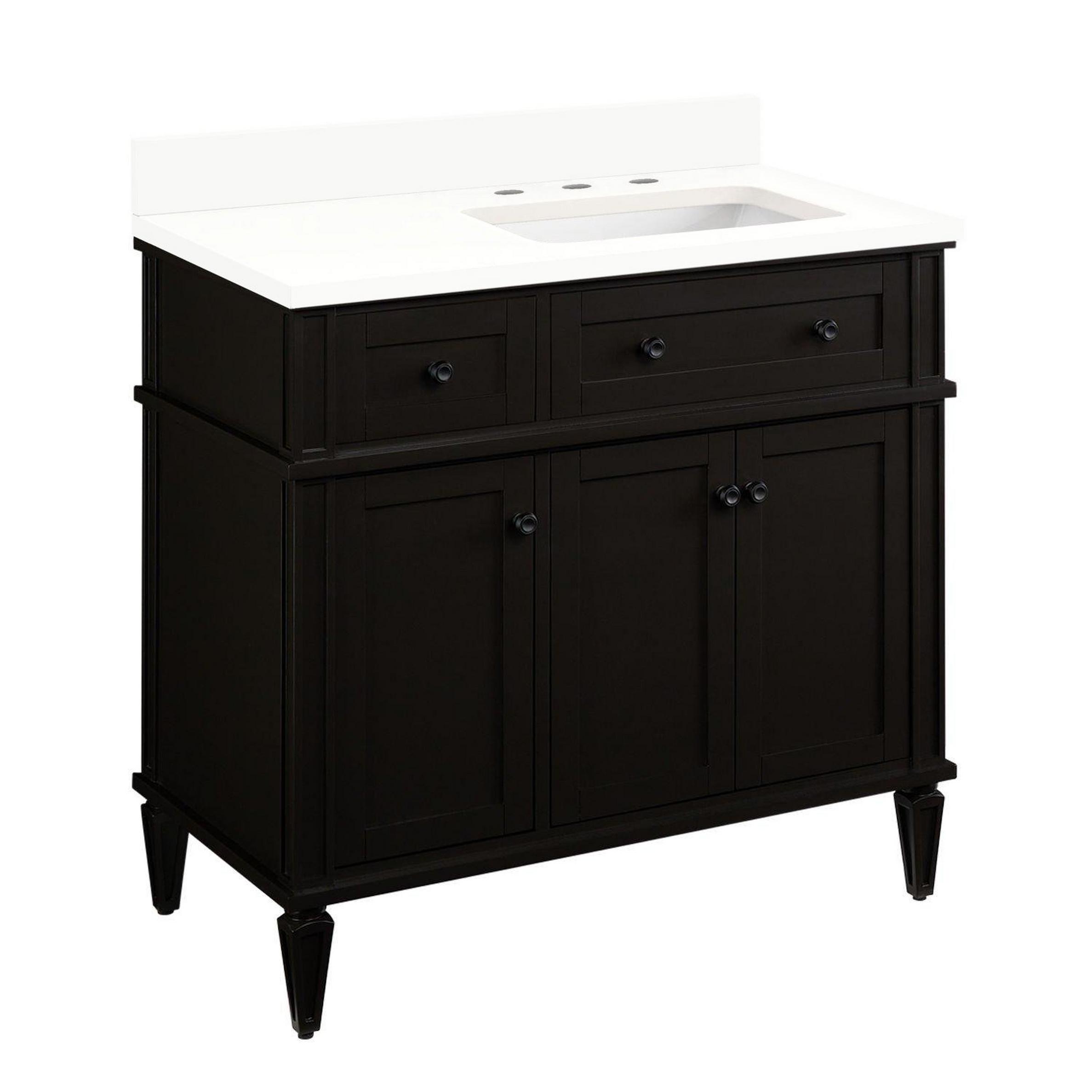 36" Elmdale Vanity for Right Offset Rect Undmnt Sink - Charcoal Black ...