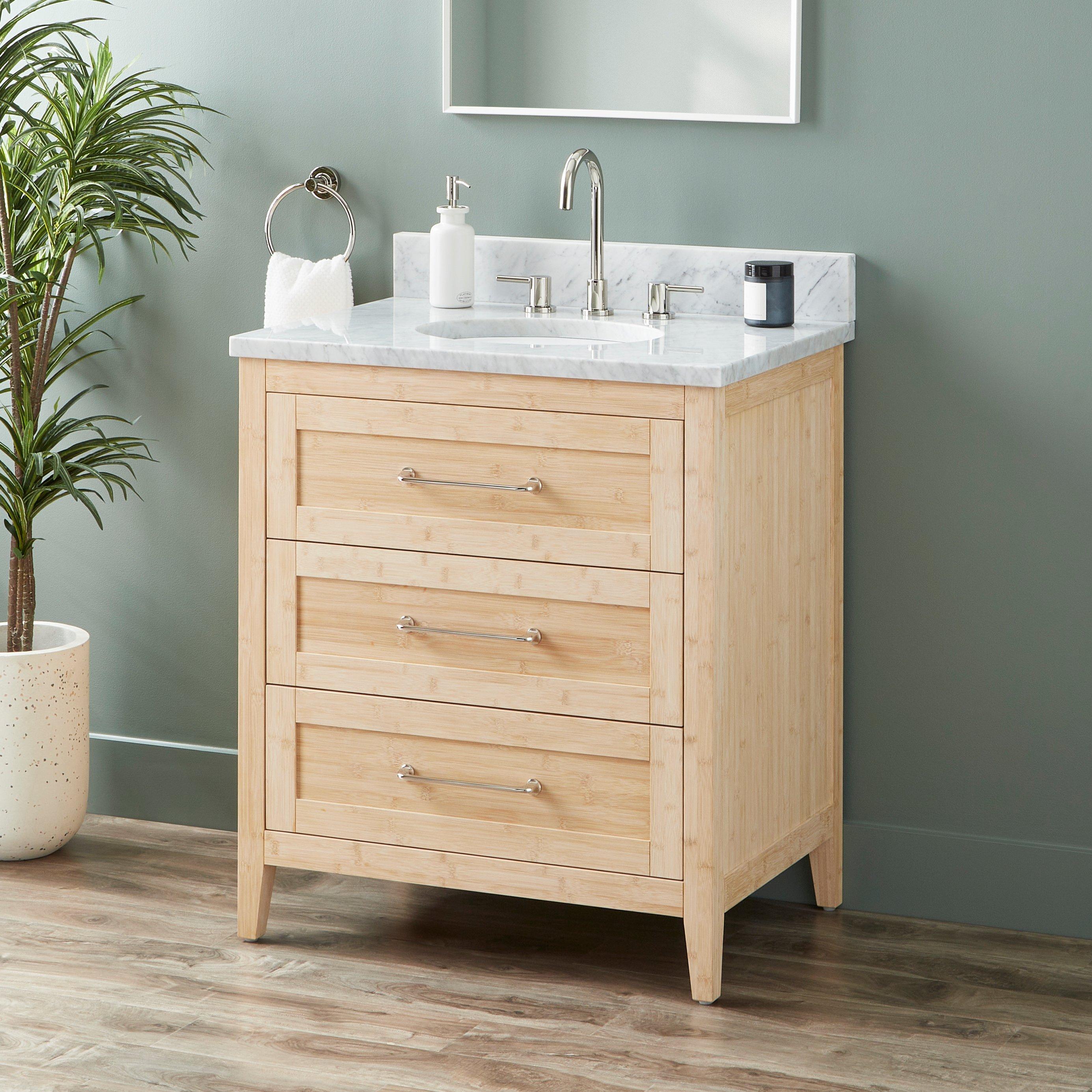 30" Arrietty Vanity - Undermount Sink - Natural Bamboo | Signature Hardware
