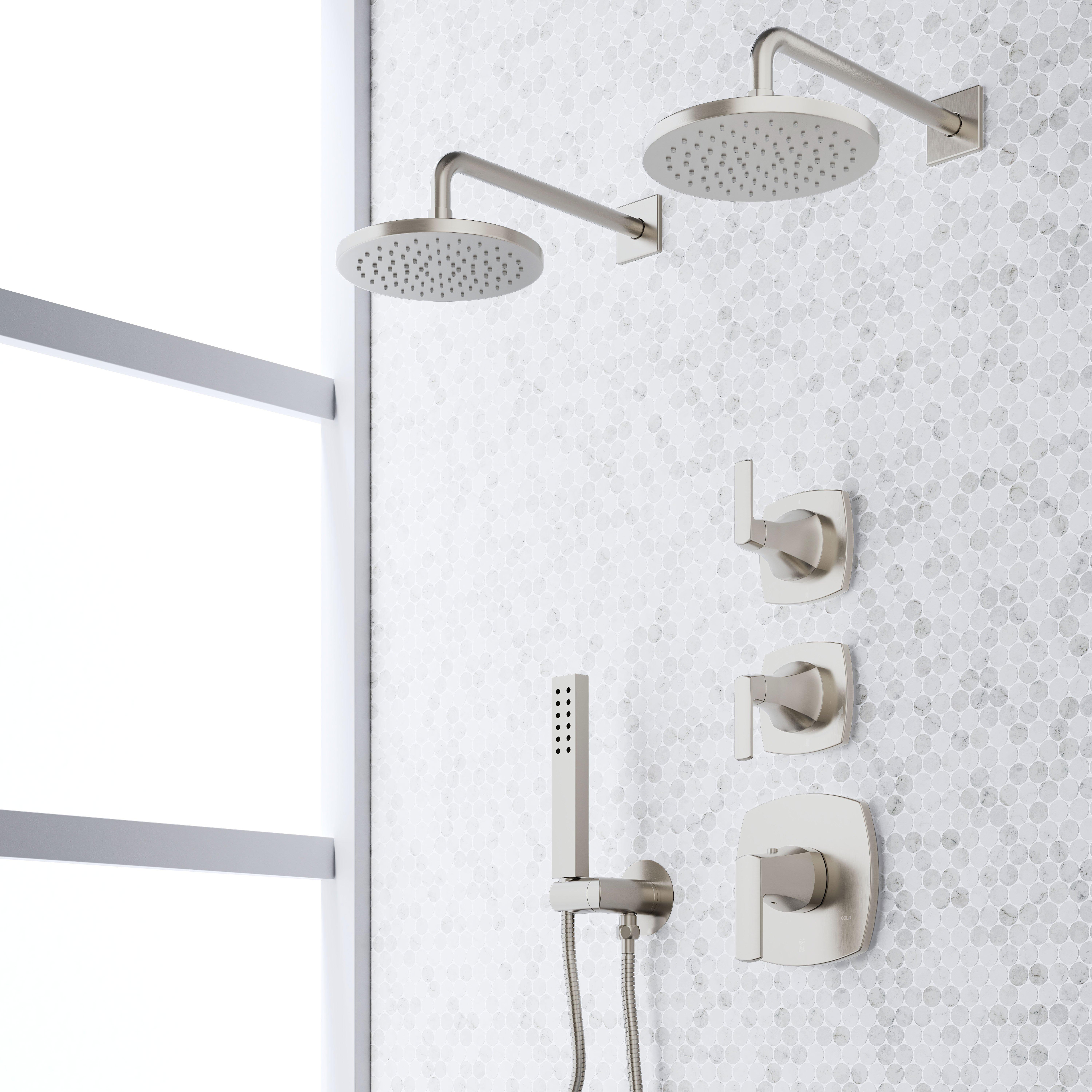 Sefina Thermostatic Shower System with Dual Showerheads and Hand Shower ...