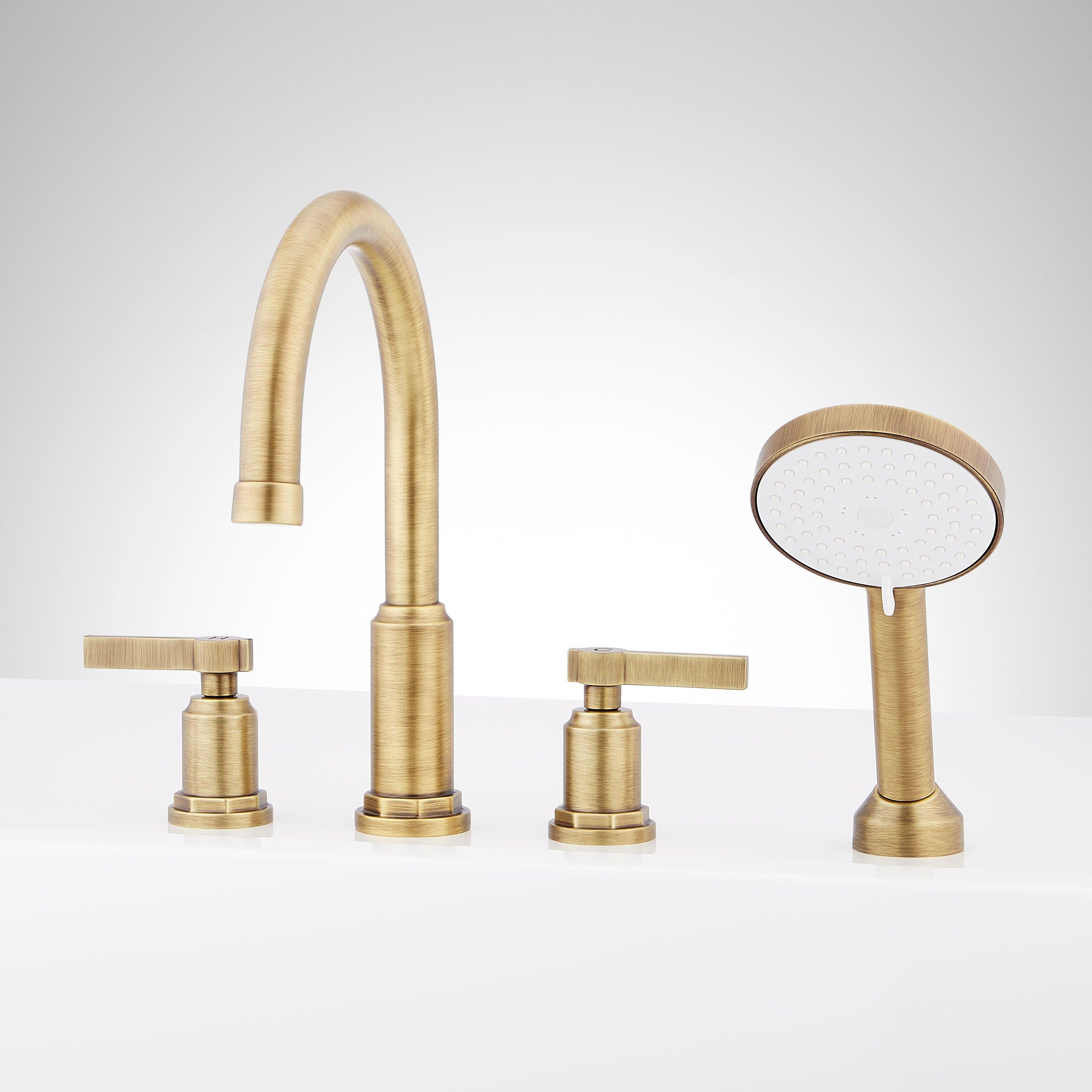 Greyfield 4-Hole Roman Tub Faucet and Hand Shower with Rough-In Valve ...