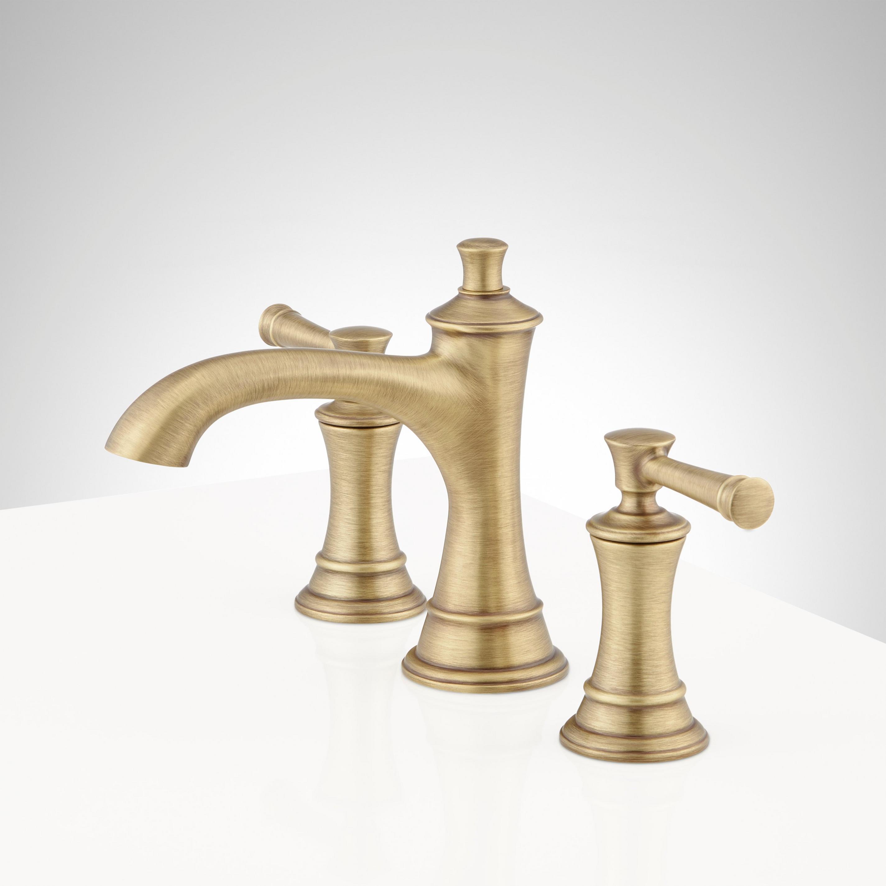 Beasley Widespread Bathroom Faucet - Aged Brass | Signature Hardware