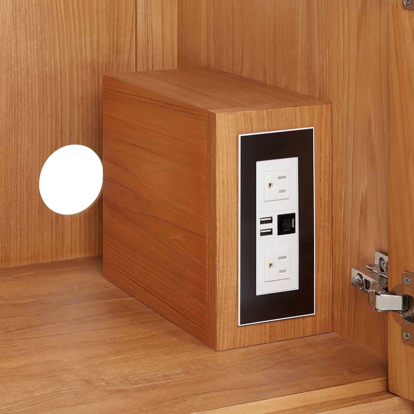 60" Sybill Double Vanity with Outlet - Natural Teak - Vanity Cabinet ...