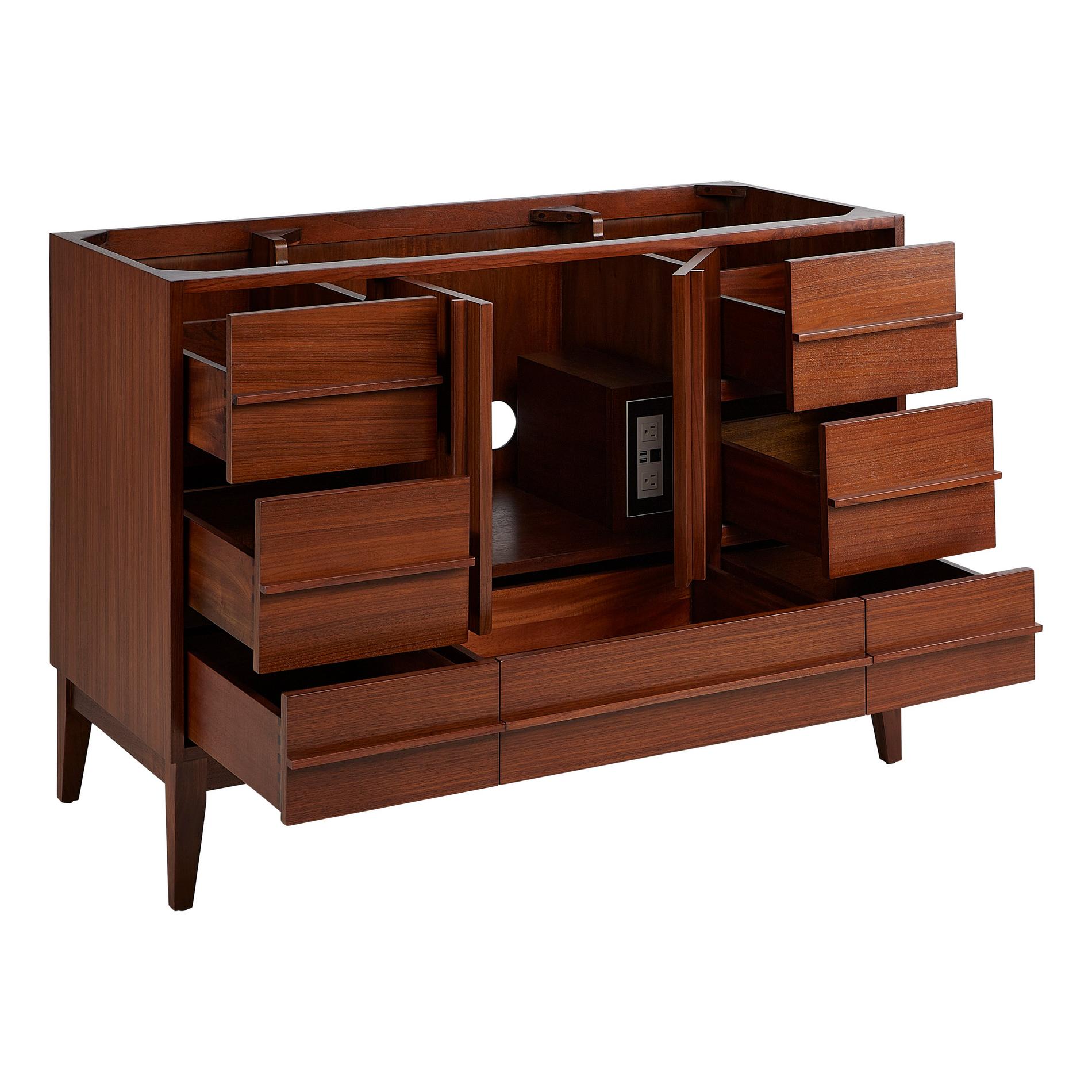 48" Sybill Mahogany Vanity with Outlet - Washed Walnut - Vanity Cabinet ...