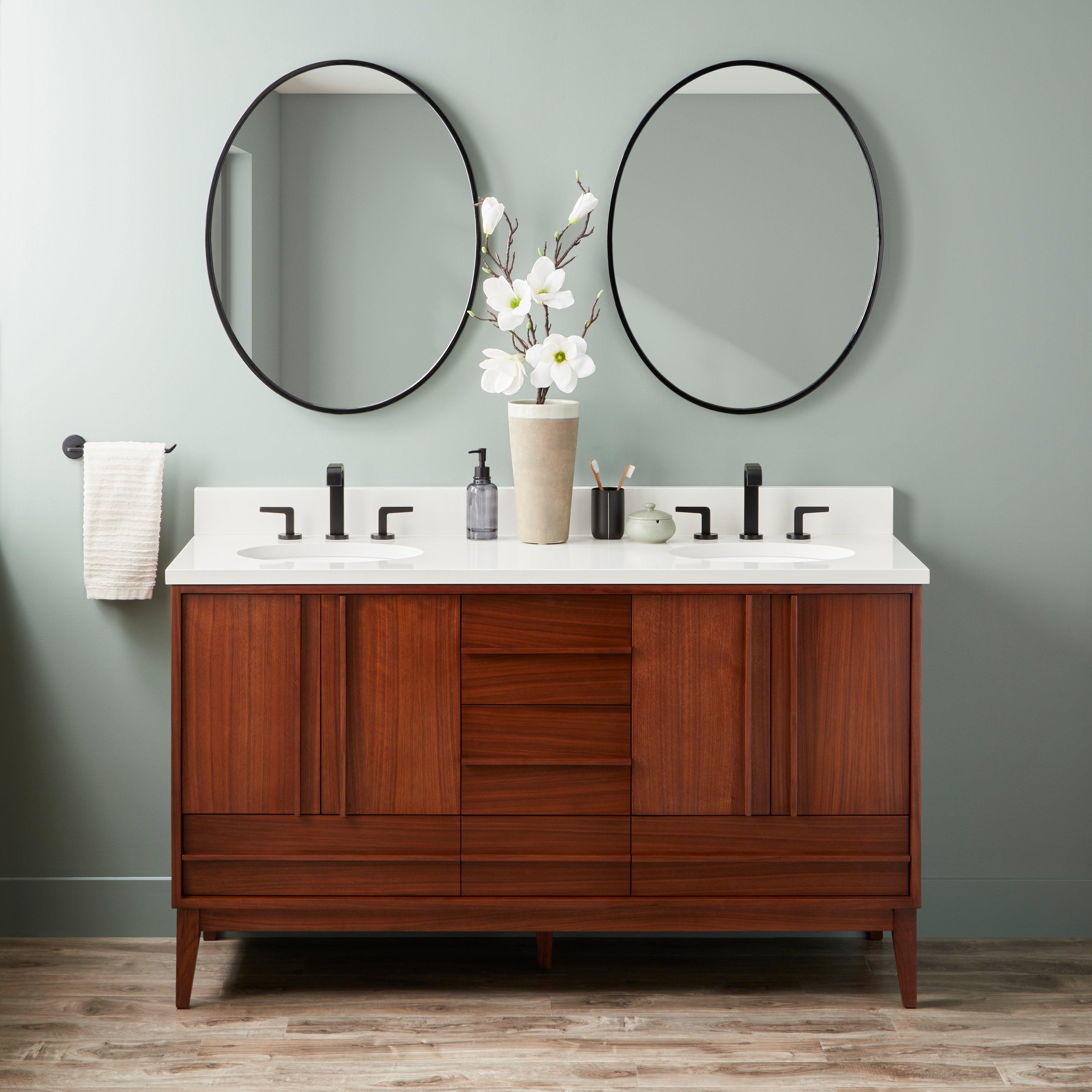 60" Sybill Mahogany Double Vanity - Outlets - Undermount - Washed ...