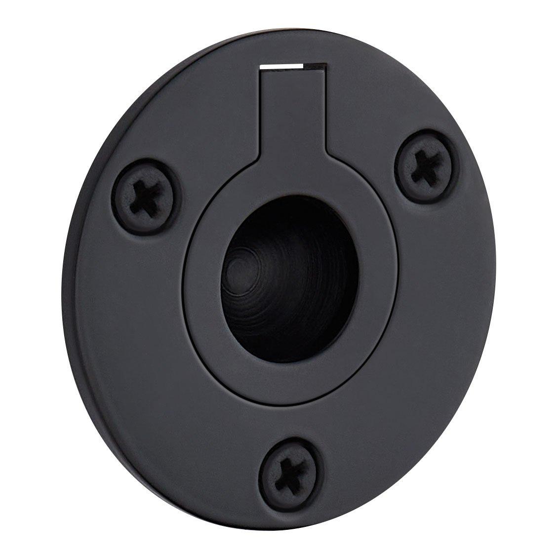 1-1/2" Elowen Brass Recessed Pocket Door Ring Pull - Matte Black | Signature Hardware