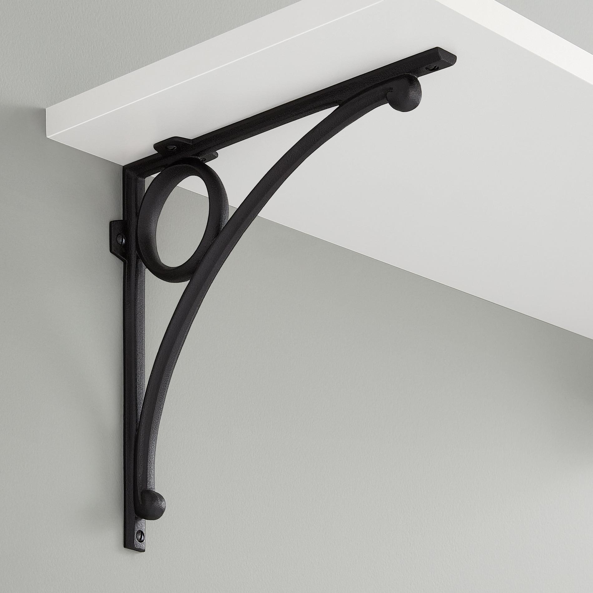 10-1/4" Levios Cast Iron Shelf Bracket - Black Powder Coat | Signature Hardware